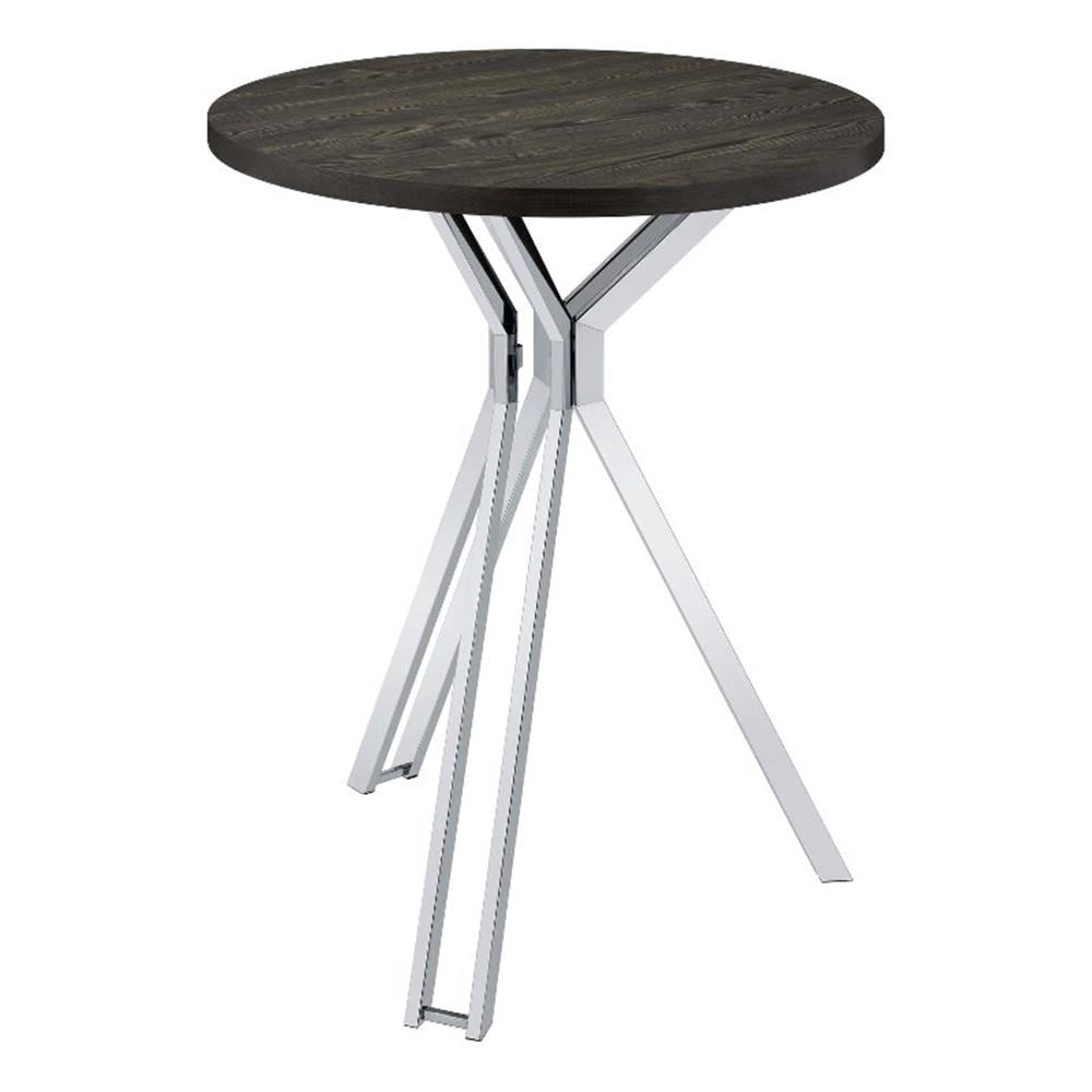 Edgerton Round Wood Top Bar Table Dark Oak and Chrome - Walmart.com