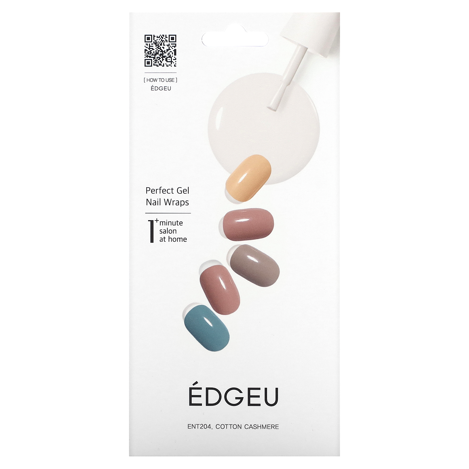 Edgeu Perfect Gel Nail Wraps, ENT 204 Cotton Cashmere, 19 Piece Set ...