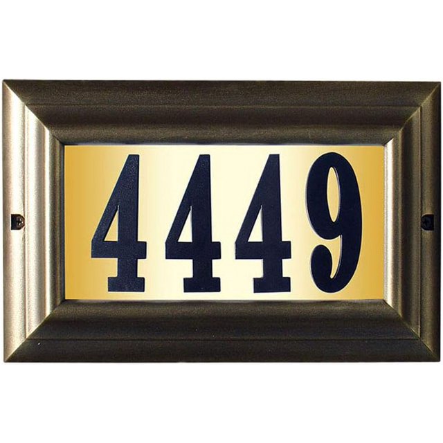 Edgewood Large Lighted Address Plaque in French Bronze Frame Color with ...