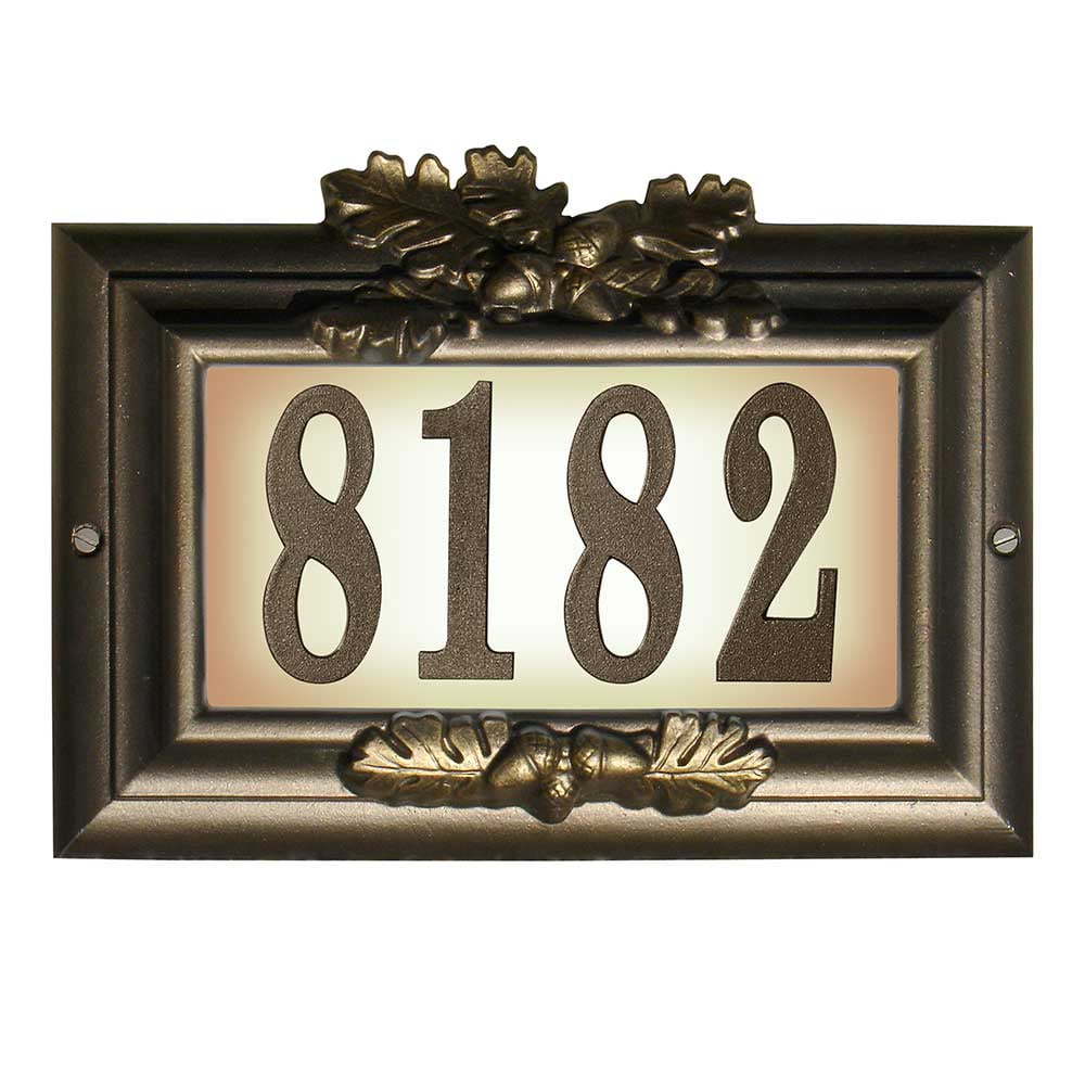 Edgewood Lighted Address Plaque Bronze Misty Oak - Walmart.com