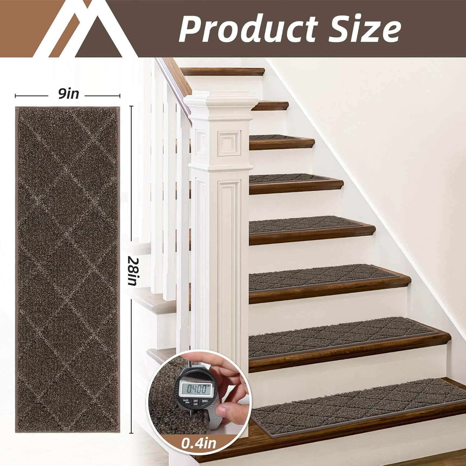 Edging Stair Treads Non-Slip Carpet Mat 28inX9in Indoor Stair Runners ...