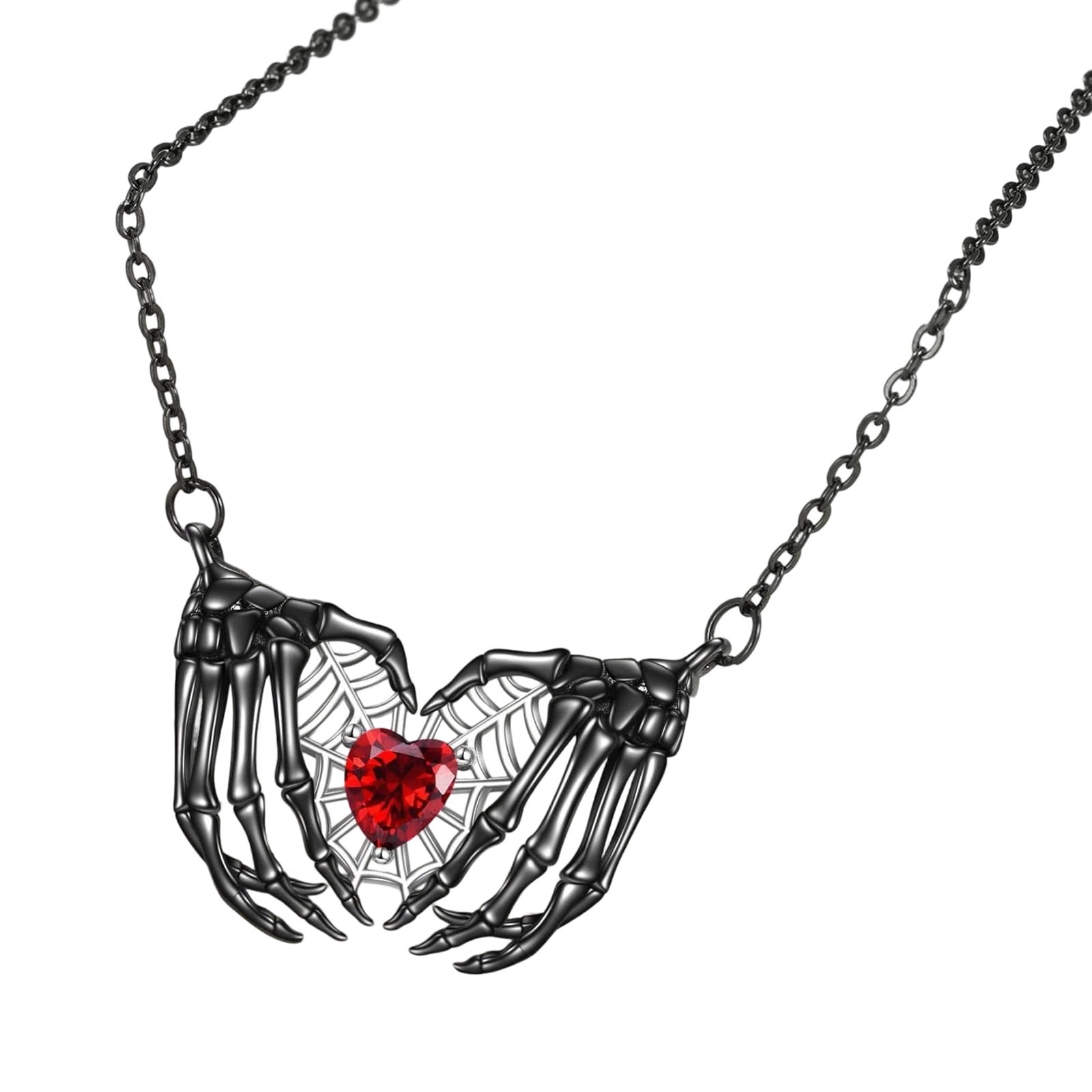 Edgy Bat Wing Resin Heart Necklace Gothic Copper Chain Jewelry Women's ...