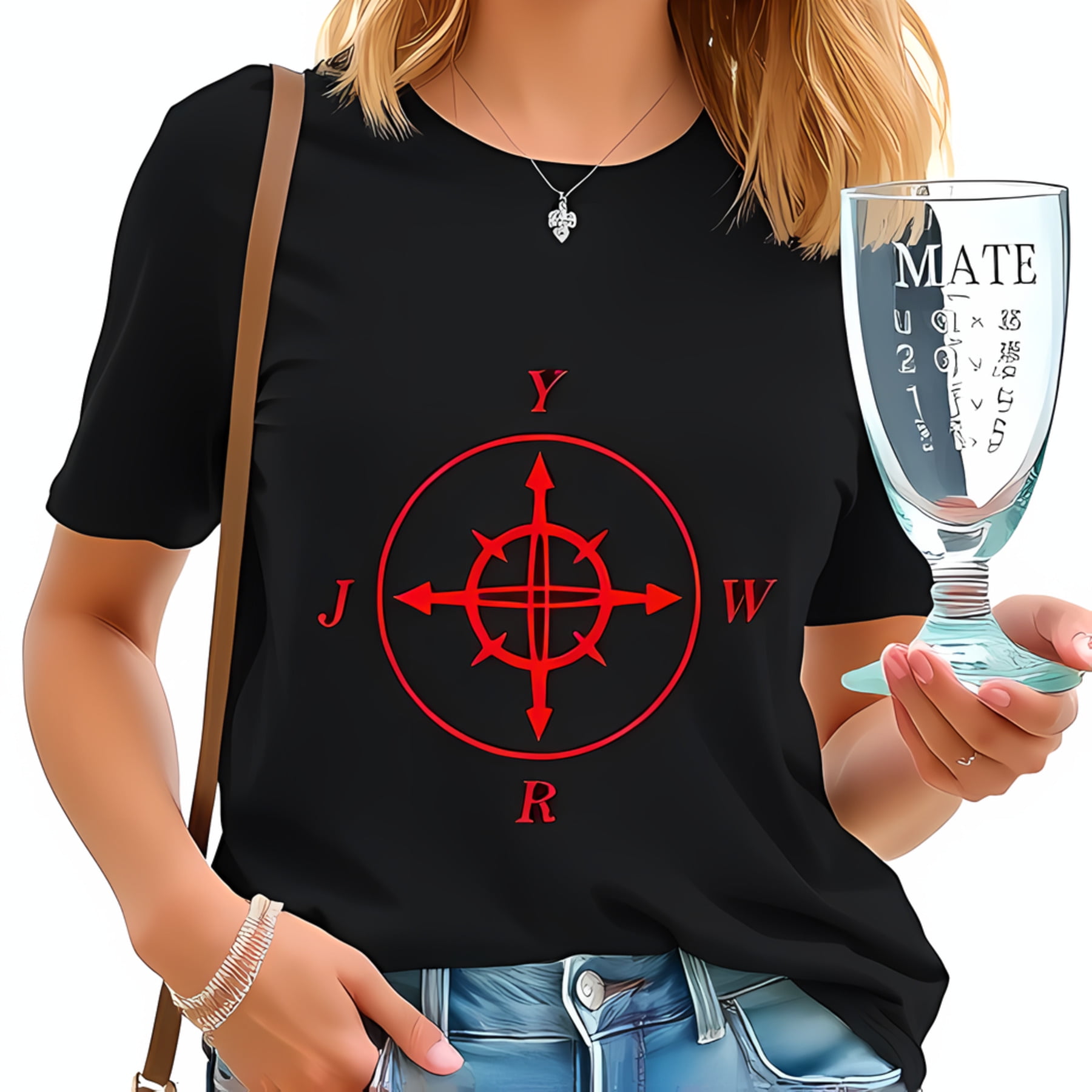 Edgy Black Cotton Short Sleeve T-Shirt with Red Rose Design & Unique ...