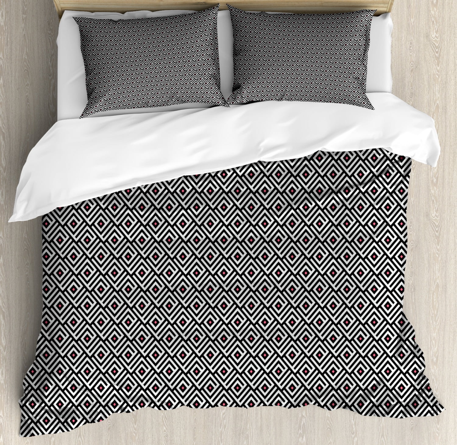 Edgy Duvet Cover Set Queen Size, Minimalist Maze Inspired Design with ...