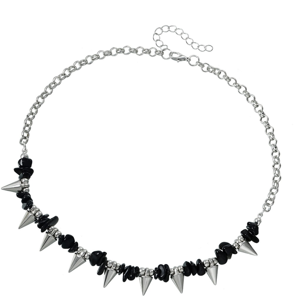 Edgy Gothic Punk Spliced Chain Necklace Adjustable Length Collarbone ...