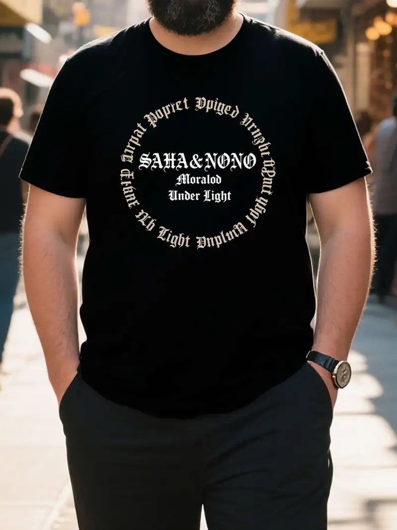 Edgy Gothic Script Circle Graphic Unisex Oversize Fit Short Sleeve T ...