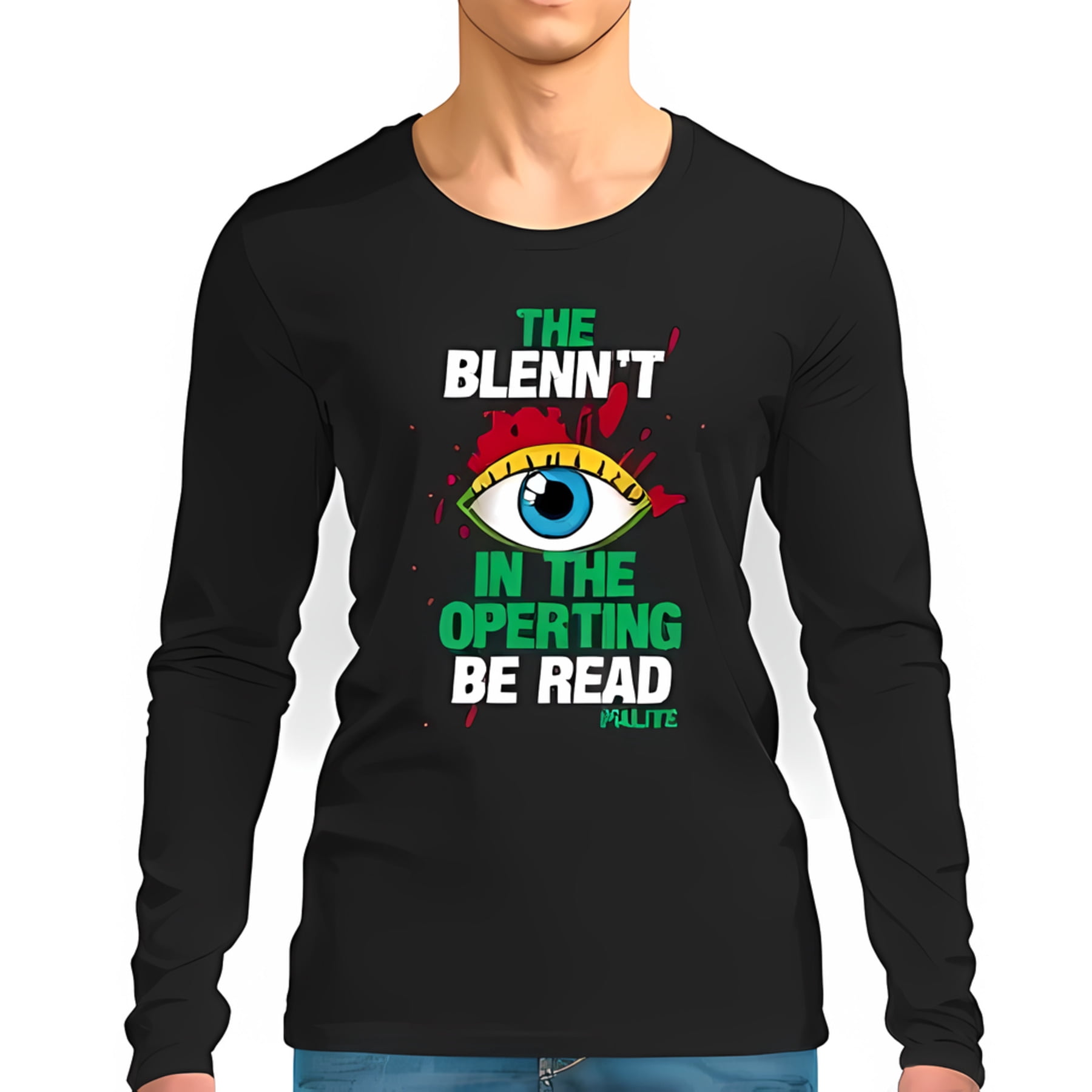 Edgy Long Sleeve T-Shirt with Bloody Eye Graphic "THE BLENN'T ...