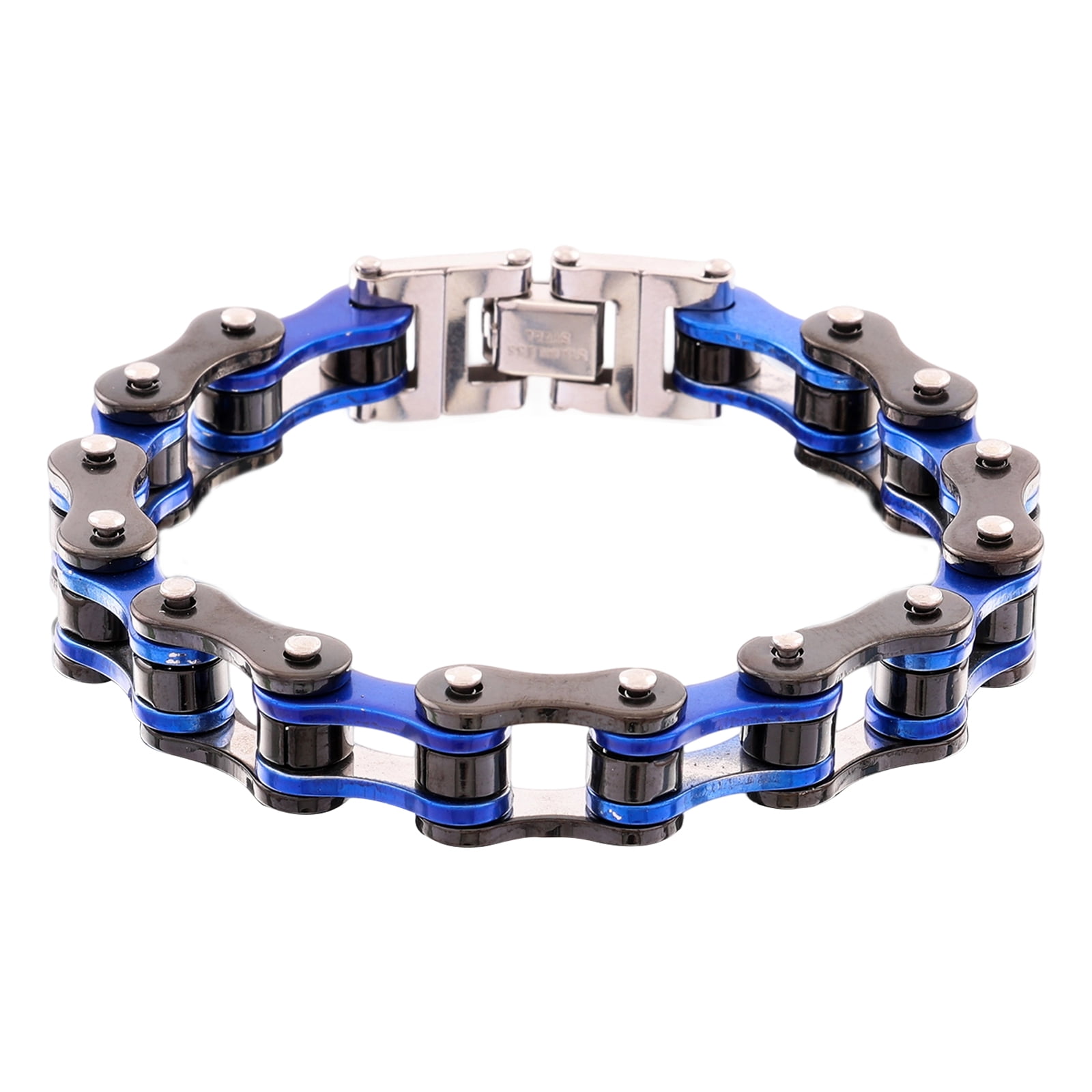 Edgy Motorcycle Chain Inspired Wrist Bangle Stainless Steel Adjustable ...