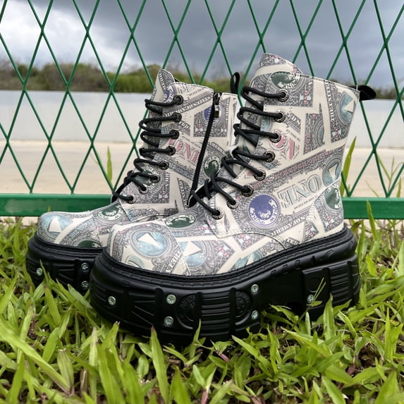 Edgy Punk Thick Platform Sole Shoes for Women Round Toe Metal Decor ...