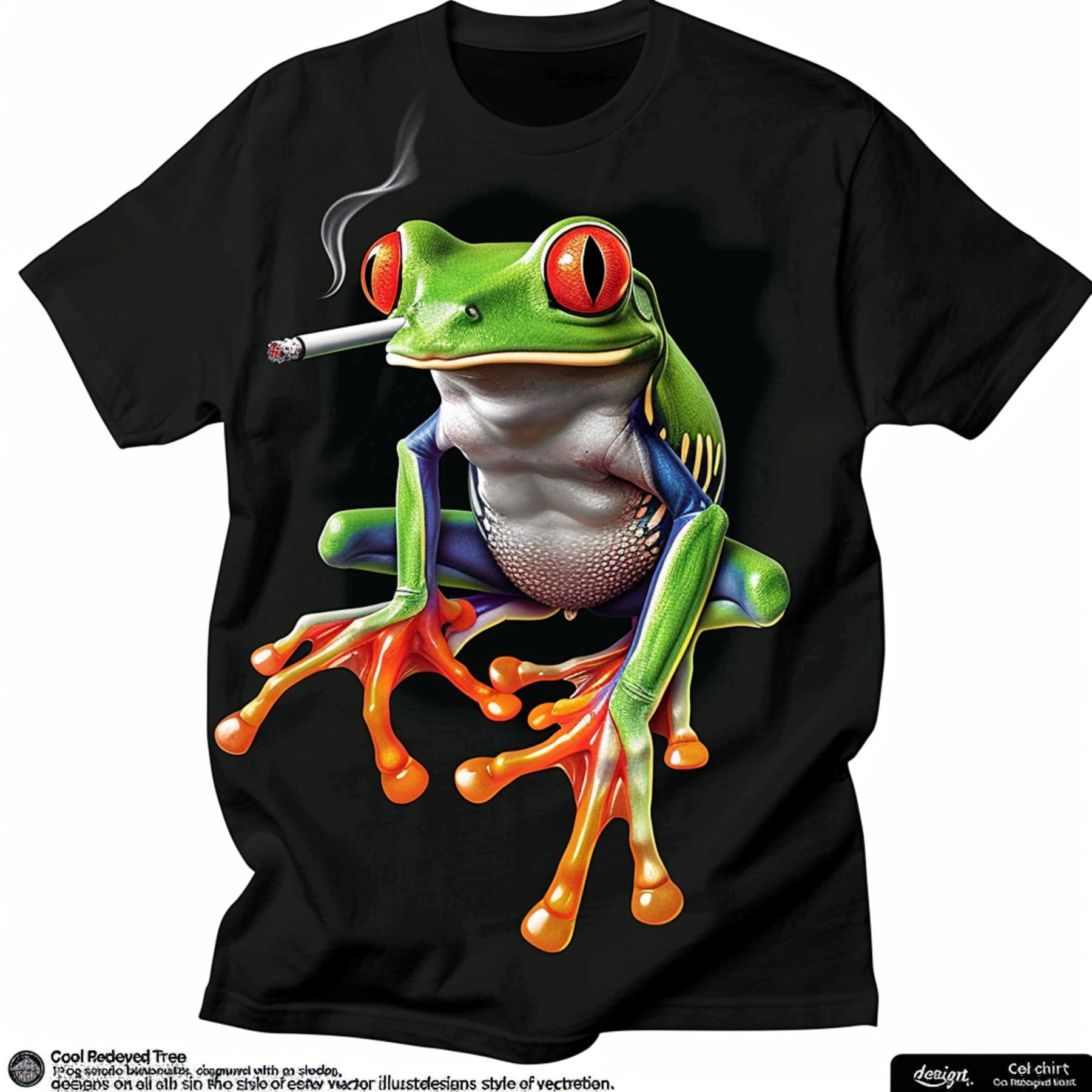 Edgy Redeyed Tree Frog Smoking TShirt Design A unique and bold vector ...
