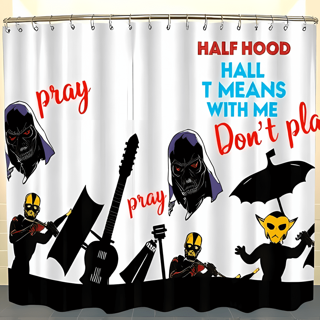 Edgy Shower Curtain - Bold Graphic Design with Characters & Defiant ...