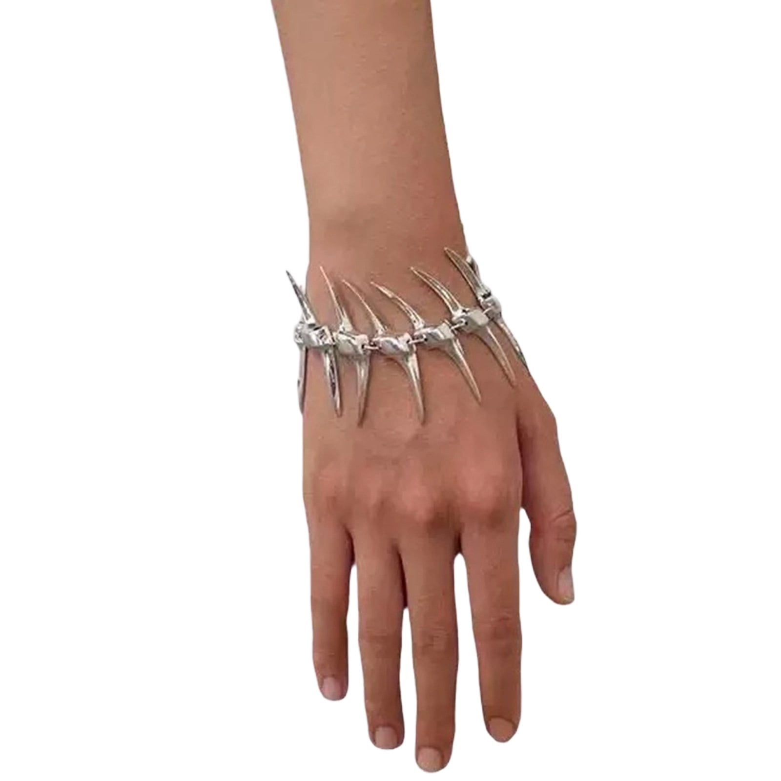 Edgy Thorn Fishbone Collar Necklace Adjustable Chain Surrealist Jewelry ...