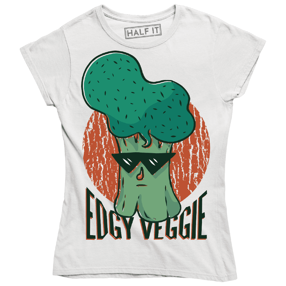 Edgy Veggie Funny Cute Cool Rebel Brocoli Vegetable Women's T-Shirt ...