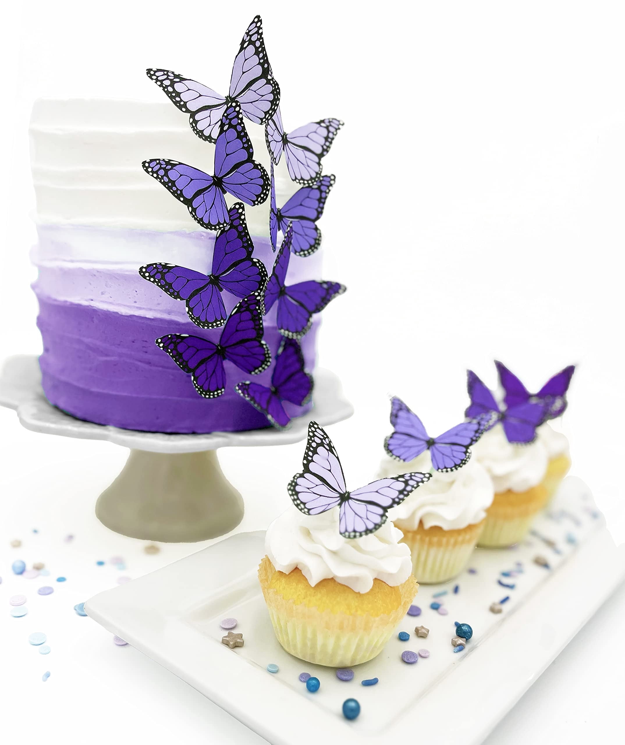 Edible Butterflies © - Ombre Monarchs Purple- Set of 12 - Cake and ...