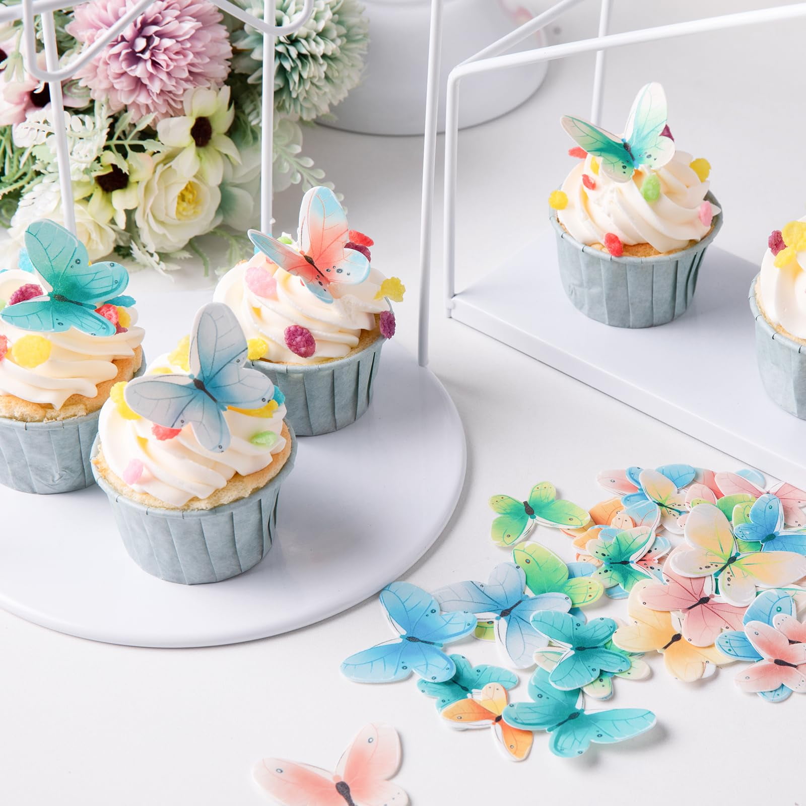 Edible Butterfly Cake FEV6 Toppers 40-Pcs Mixed Size Wafer Butterfly ...