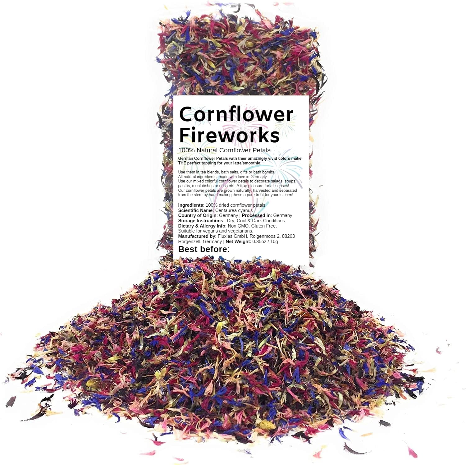 Edible Flower Sprinkles - Mesmerizing Cornflower Fireworks Petals - 100 ...