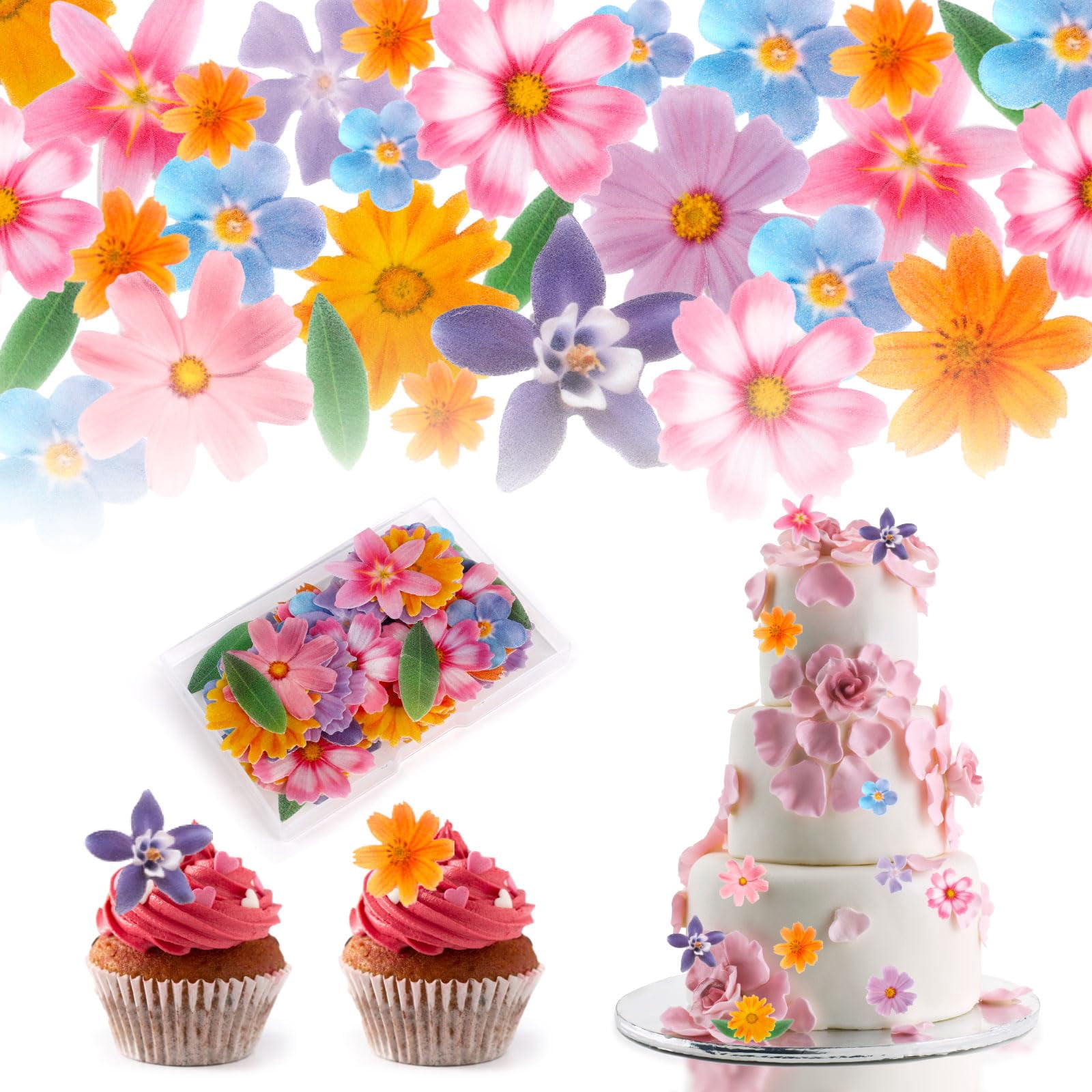 Edible Flowers Cake SCH4 Decorations - Edible Flowers & Leaves Cake ...