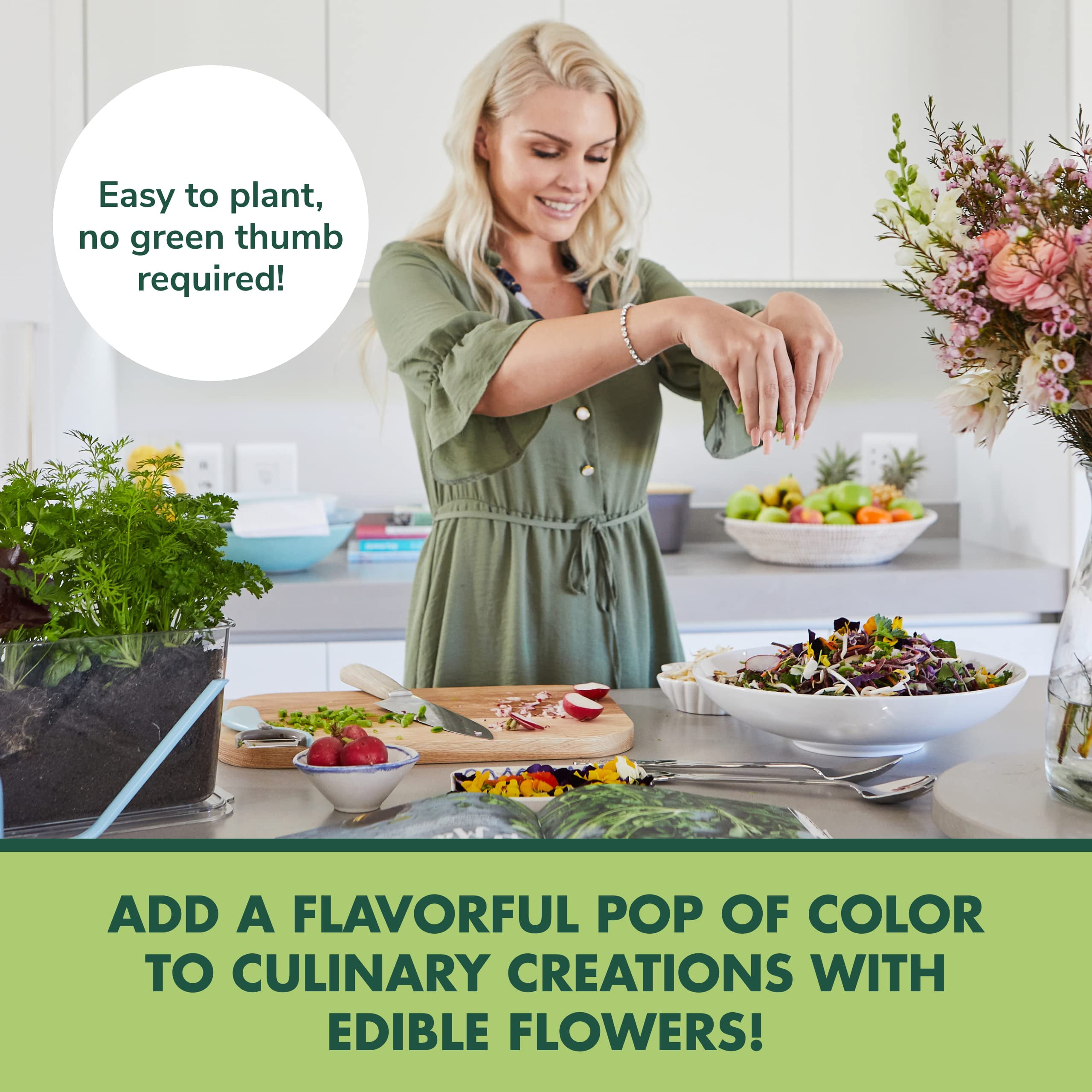 Edible Flowers Indoor Garden Seed Starter Kit H2FSD- Seeds for Planting ...