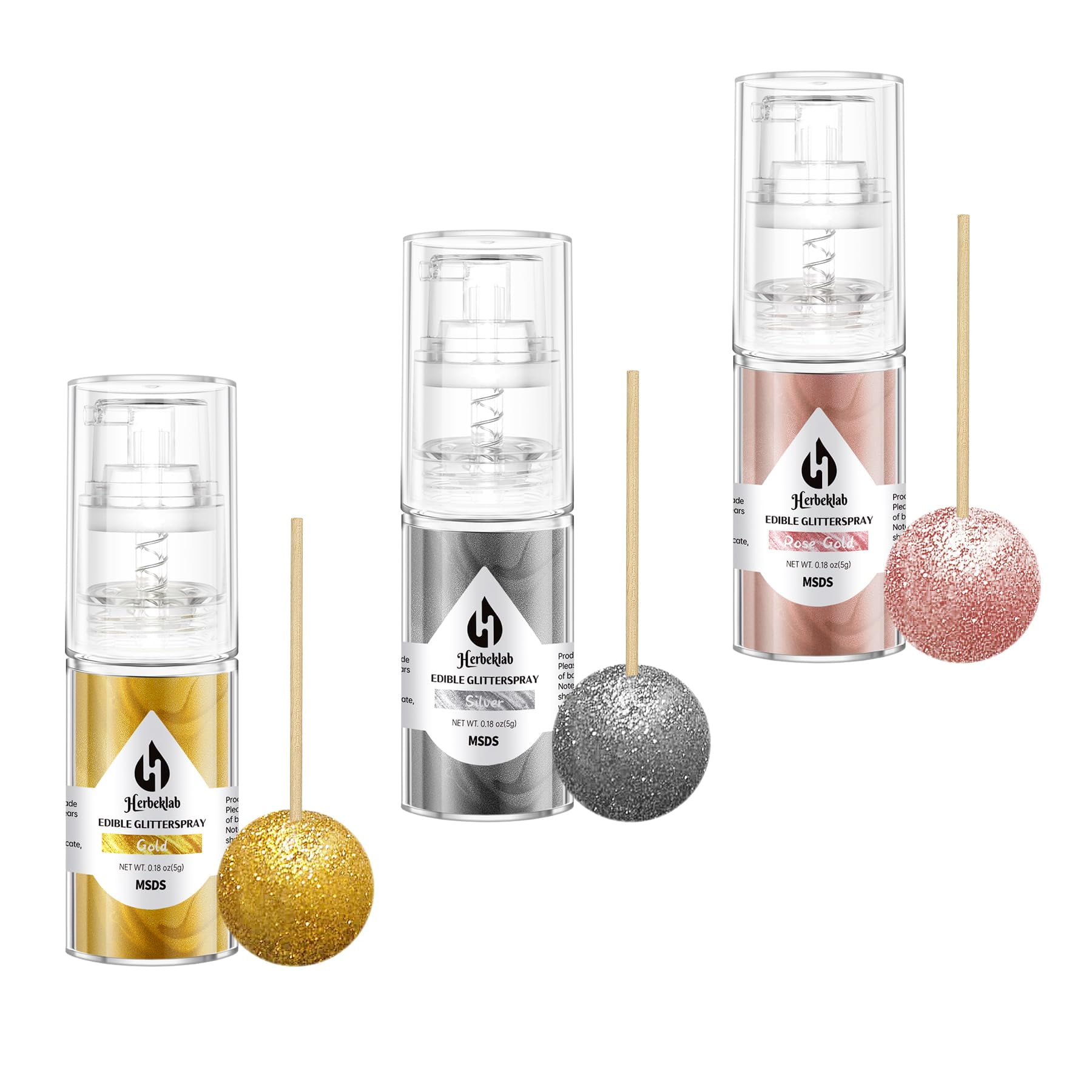 Edible Glitter Spray - 3 Colors SMREdible Spray Glitter Food Grade ...