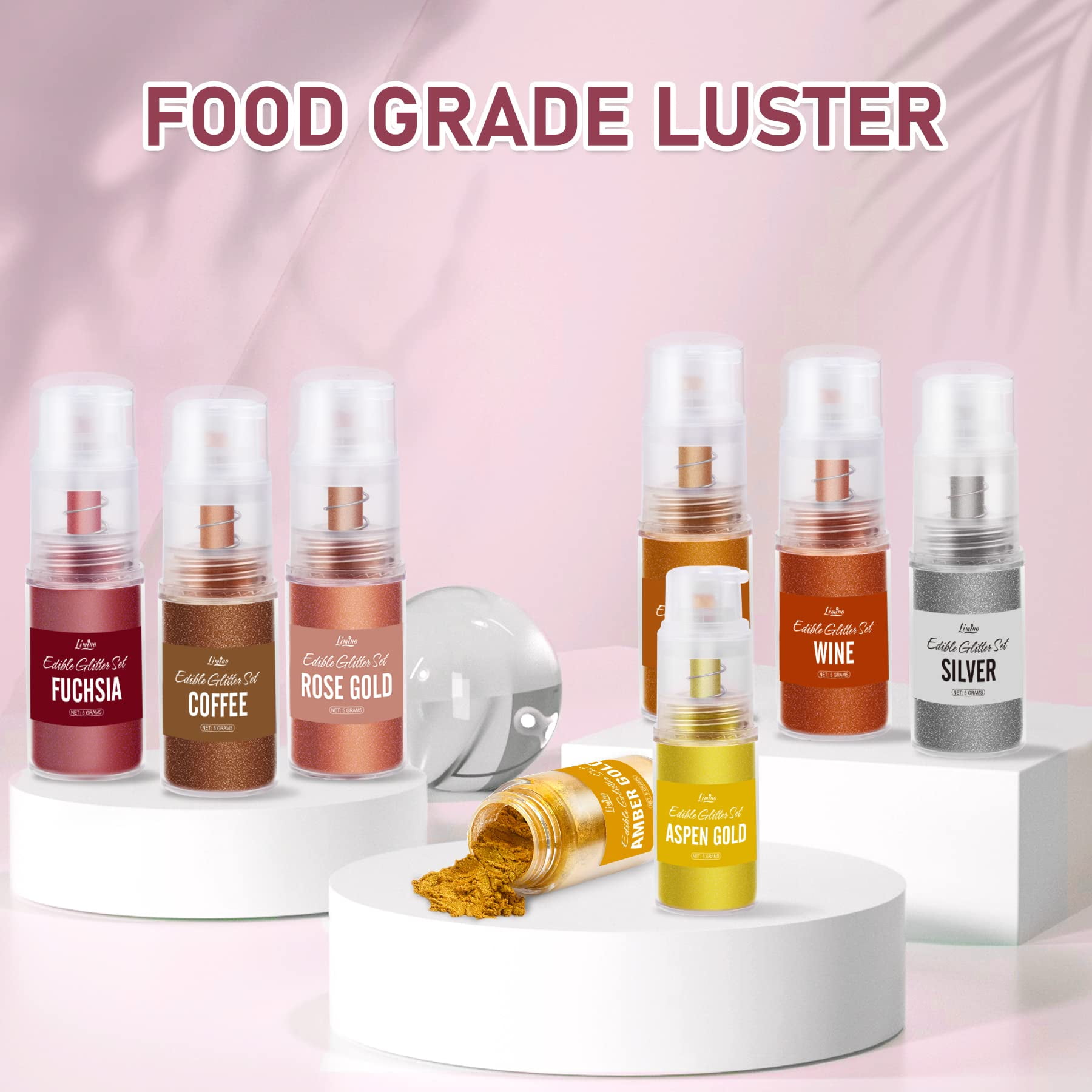 Edible Glitter Spray TWE5 Set - Edible Luster Dust Set Metallic Shimmer ...
