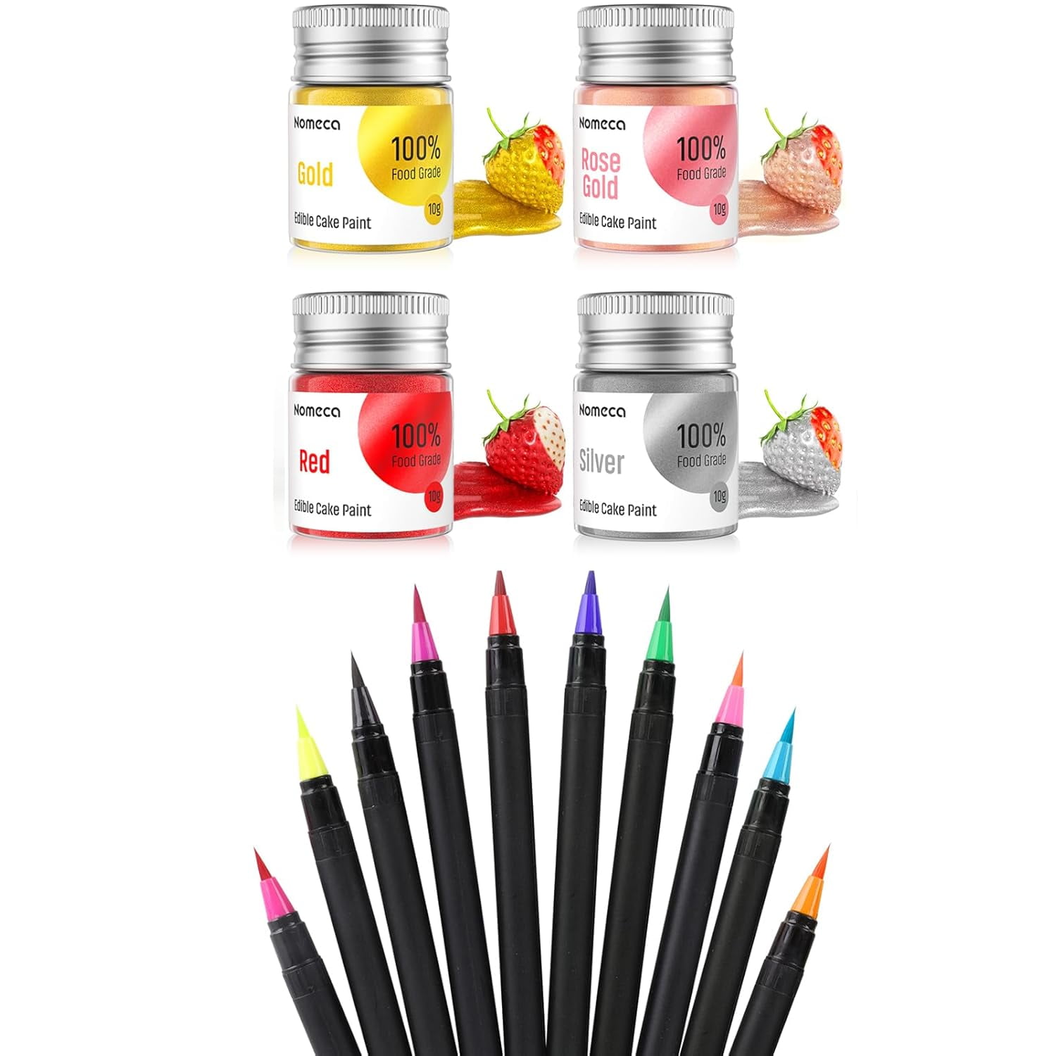 Edible Gold Paint Set - 4 Colors Food Grade Cake Paint and Food ...