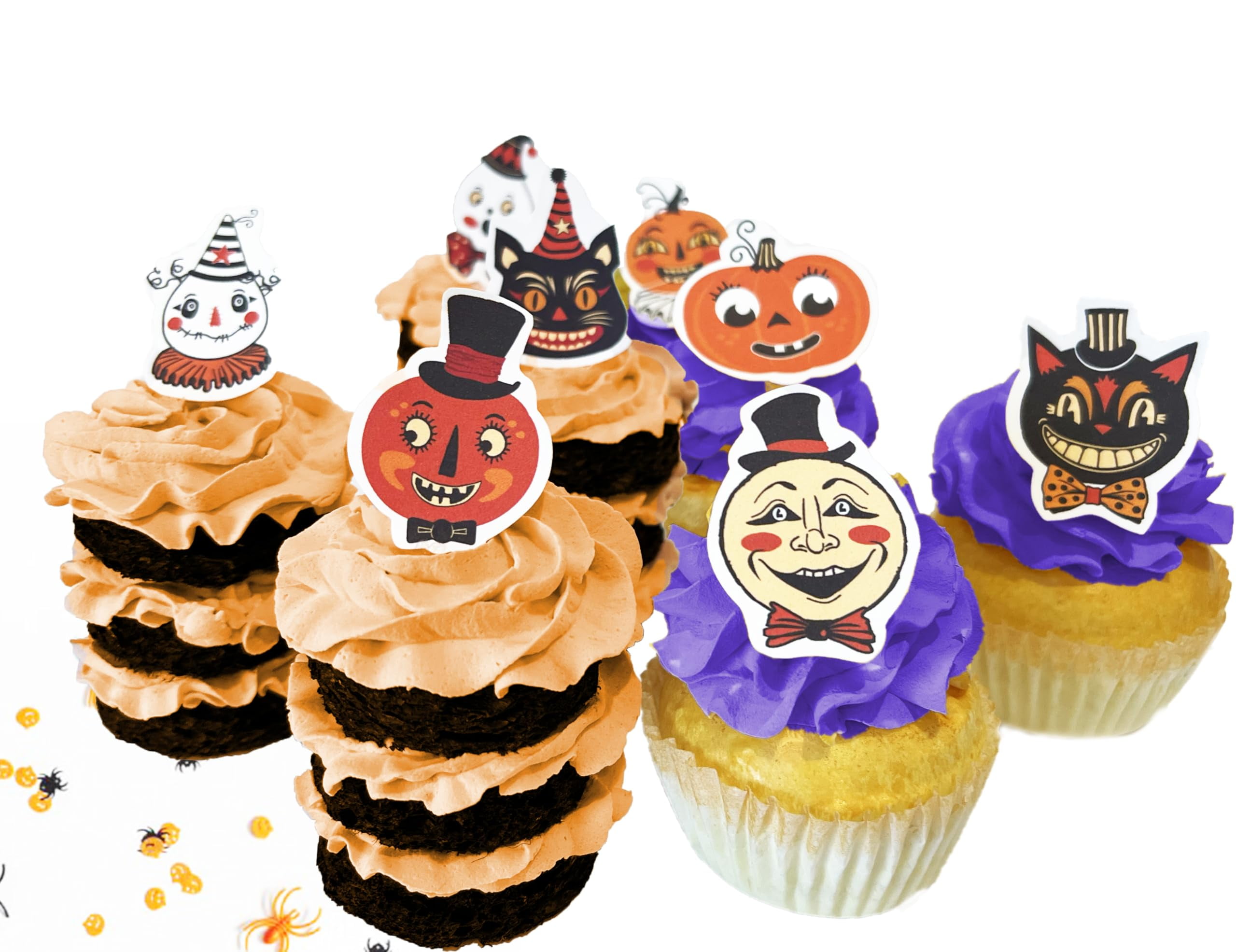 Edible Halloween Small Cuties Assorted Set of 24 - Wafer Cake & Cupcake ...