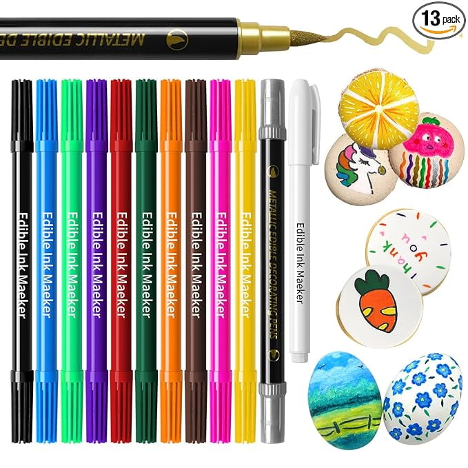 Edible Markers, Colorful Metallic Gold Food Coloring Pens, 13 pcs ...