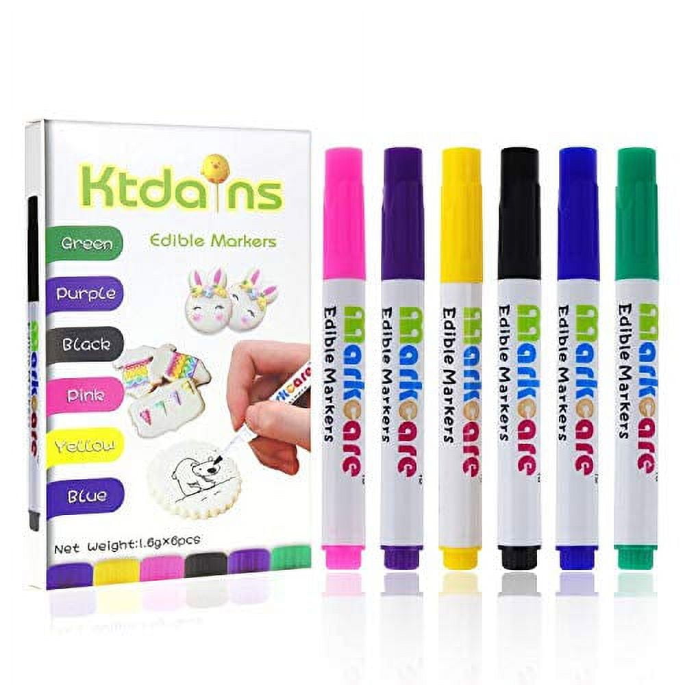 Edible Markers,Food ColoringUMRT Markers,Food coloring Pens,6 Colors ...