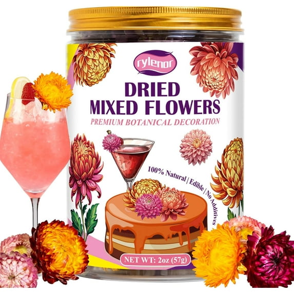 Edible Mixed Color Dried Flowers, 50–60 Pcs Food Grade Edible Flowers ...