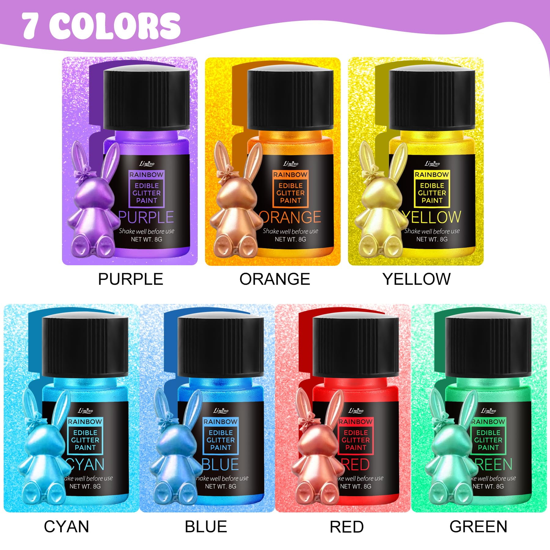 Edible Paint TWE5 - Rainbow Food Grade Metallic Cake Paint for Cake ...