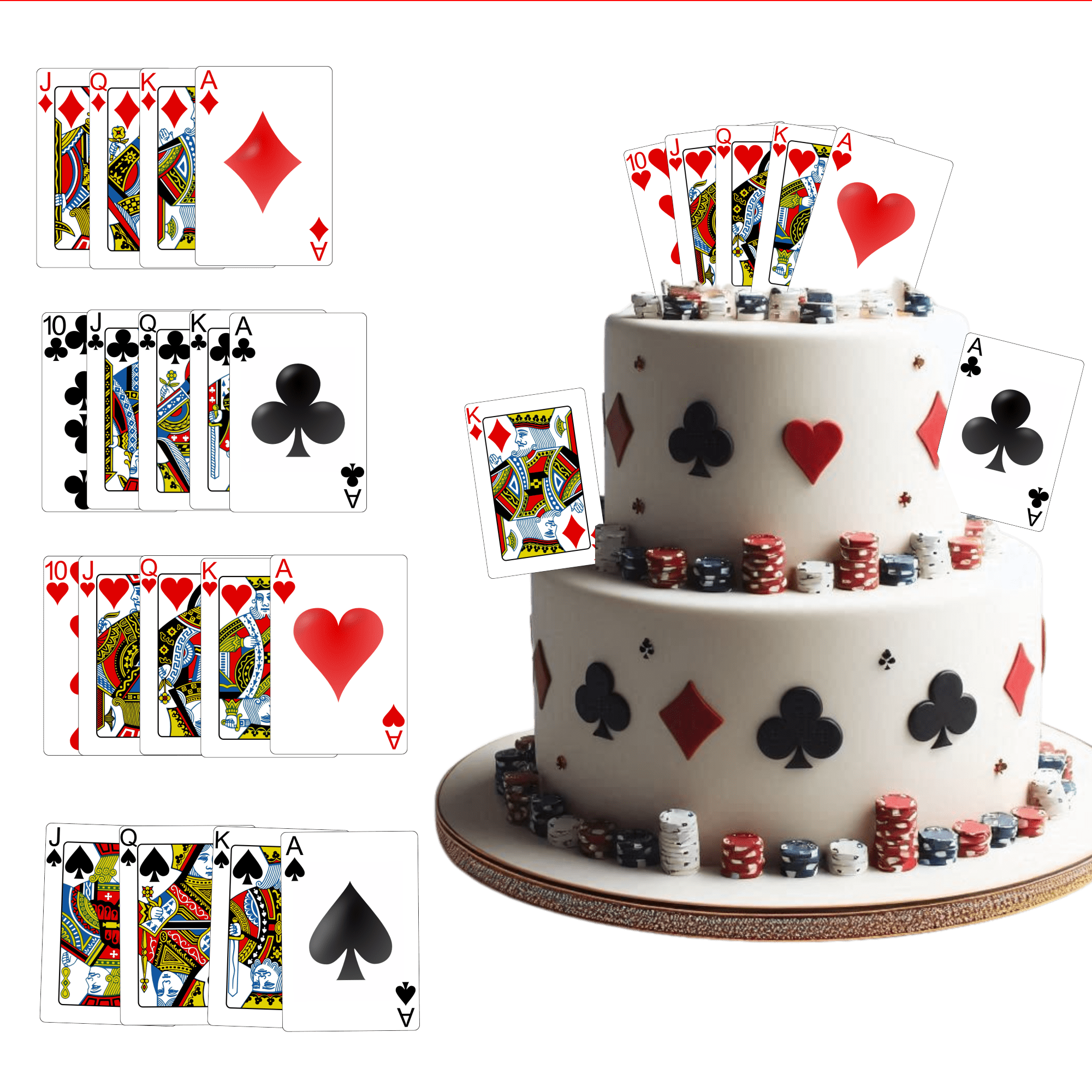 Edible Playing Cards Poker Cards Cake Toppers, 18 Count - Walmart.com