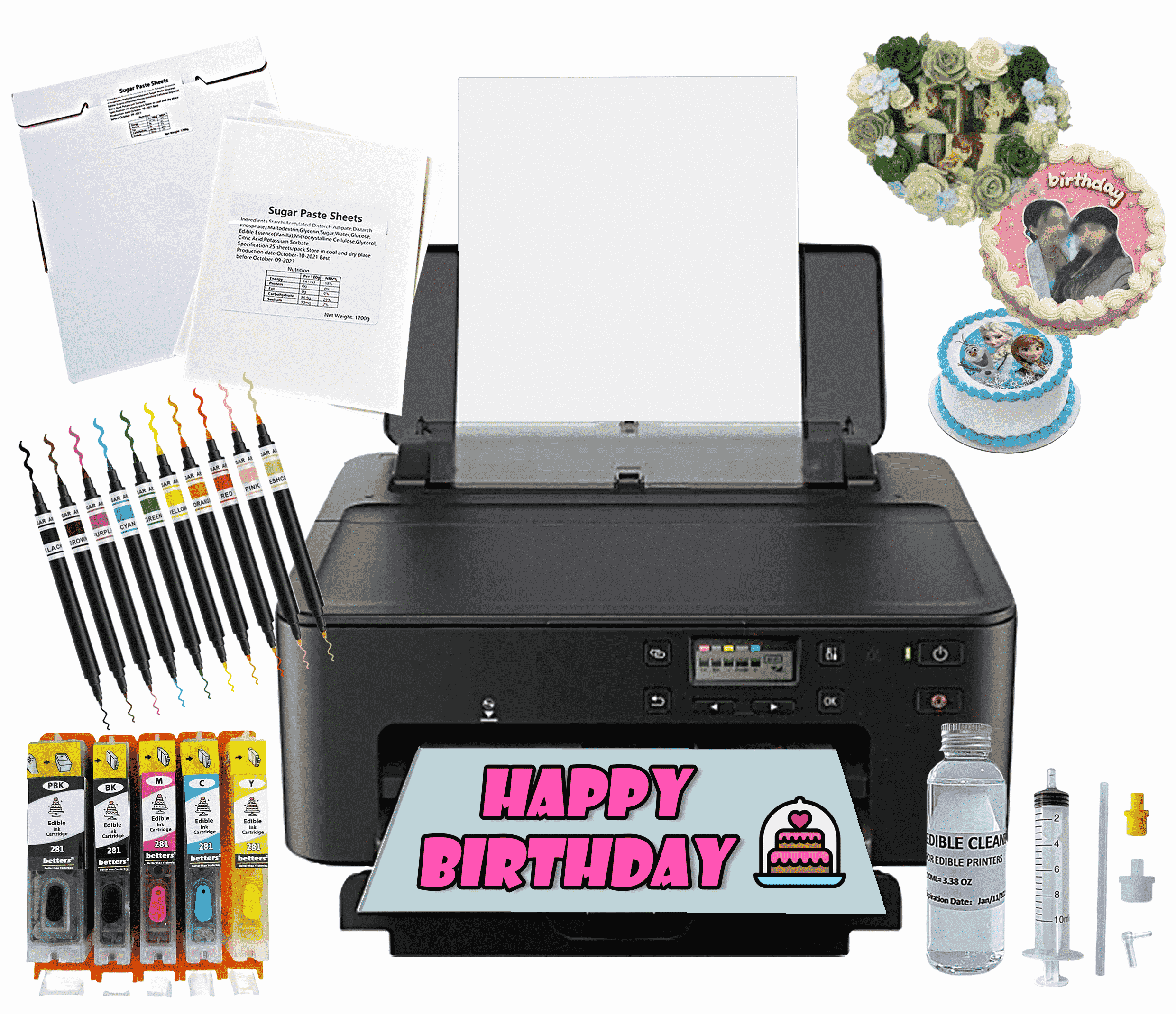 Betters Edible Printer Bundle- Cake Topper Image with Ink Cartridges ...