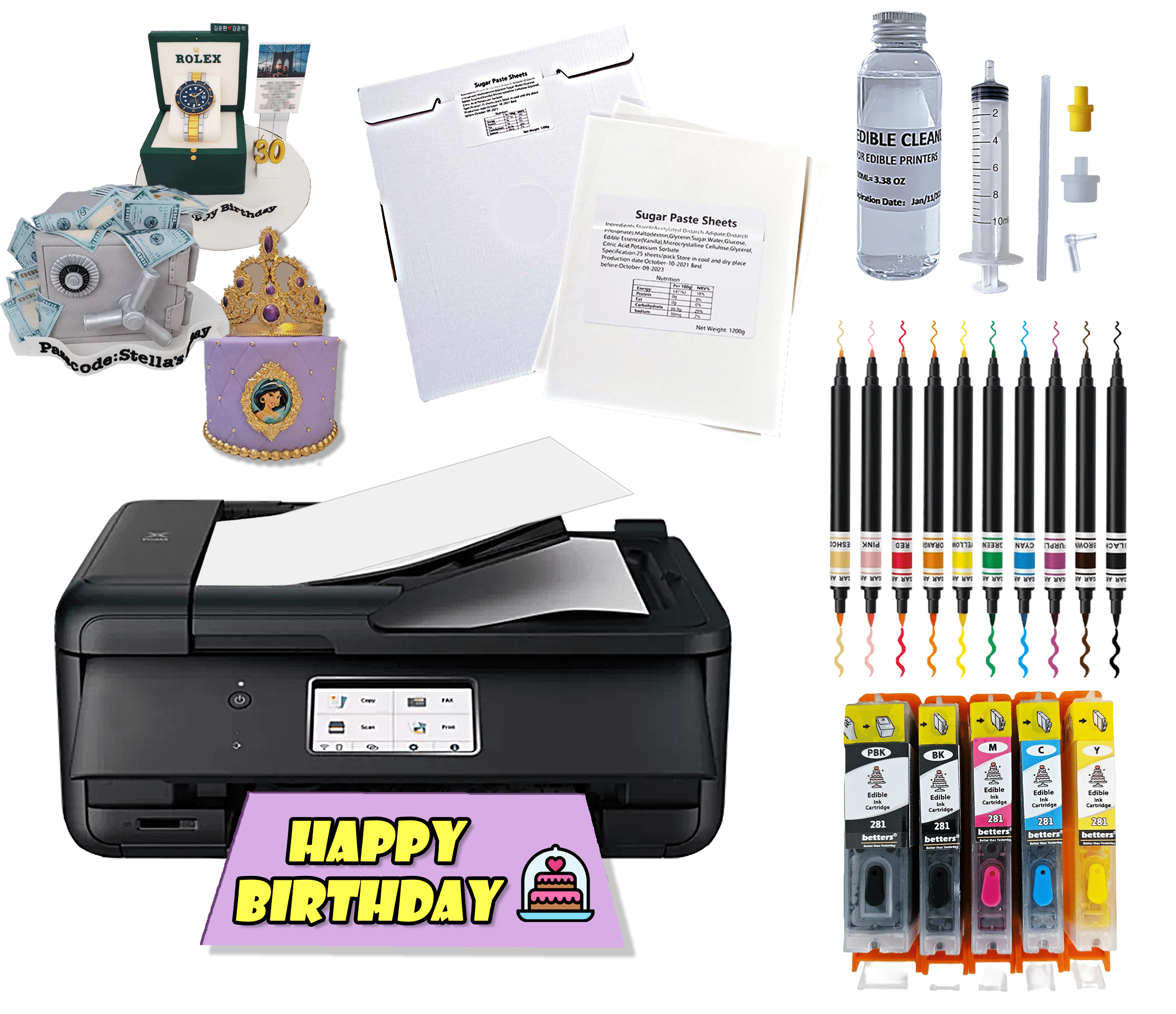 Betters Shop Cake Image Printer, Edible Ink Cartridges & 25 Icing ...