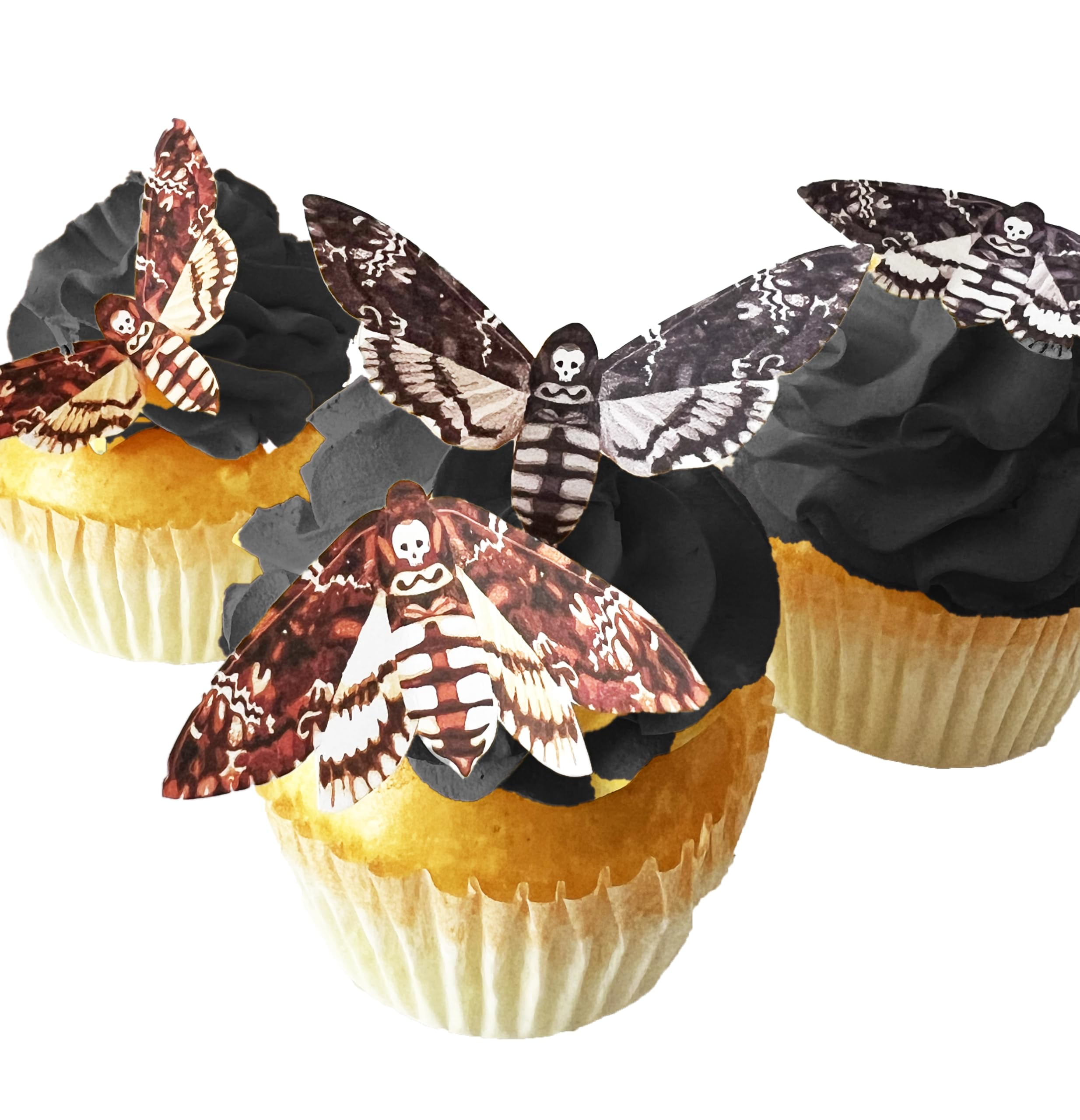 Edible Small Death Head Moth Assorted Set of 24 - Wafer Cake & Cupcake ...