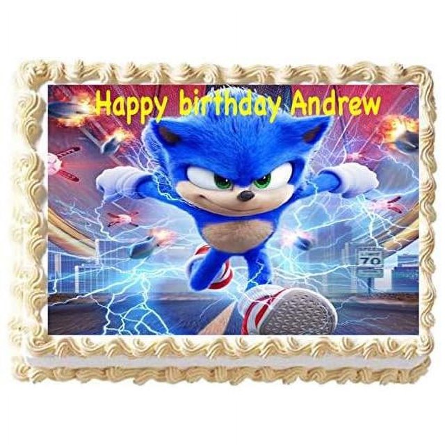 Edible Sonic Themed Birthday Party Cake Topper Image Decoration ...