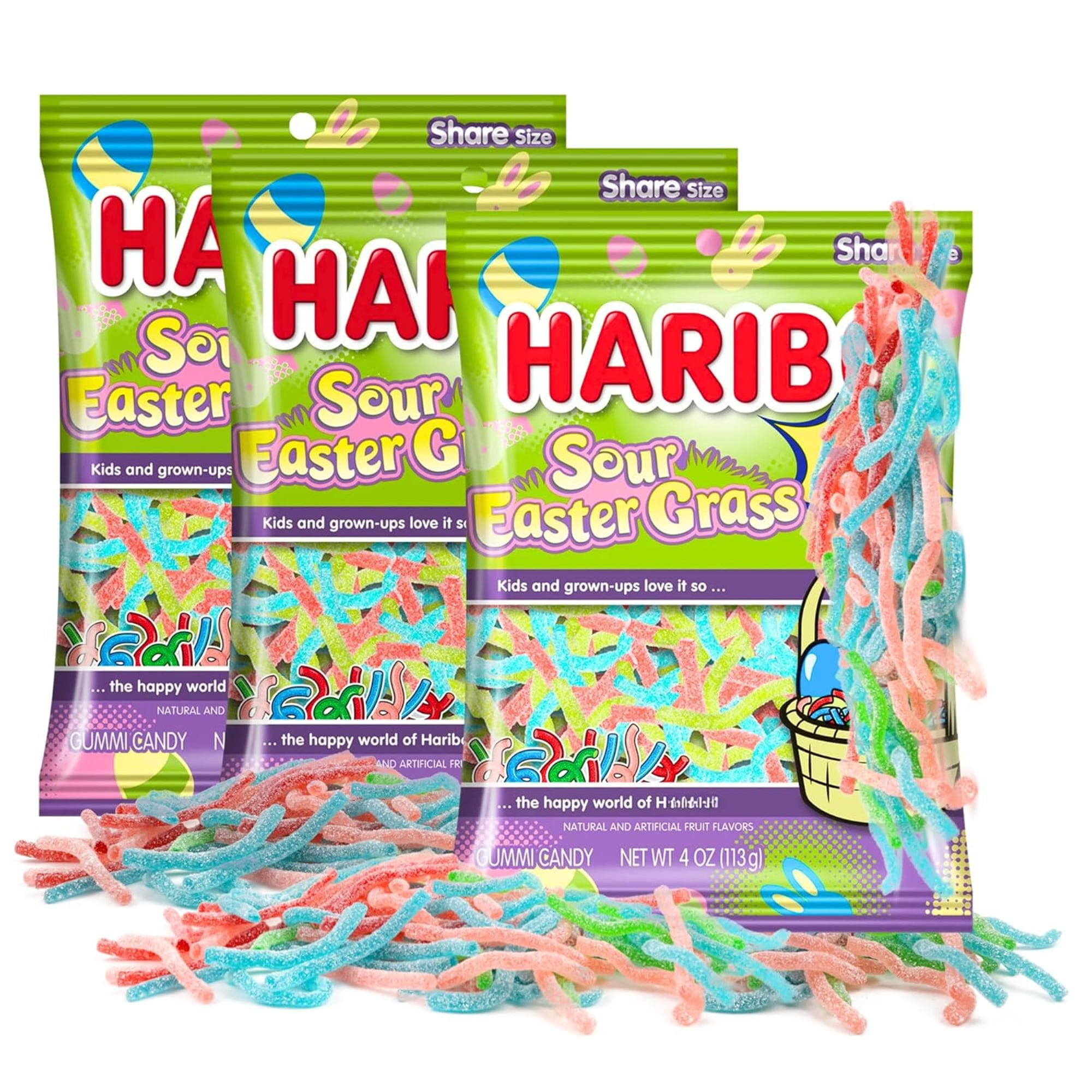 Edible Sour Grass Gummies, Easter Basket Candy, Pack of 3, 4 Ounces per ...
