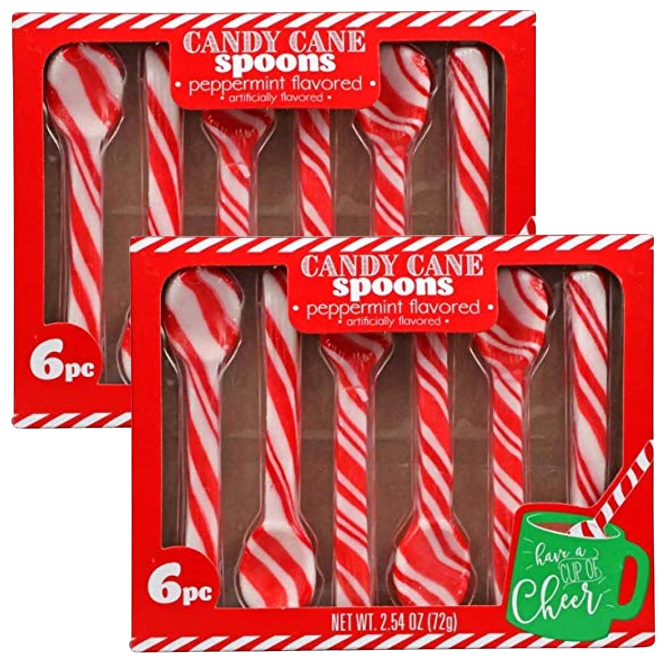 Edible Sugar Candy Cane Peppermint Flavored Spoon 6Cts for Hot ...