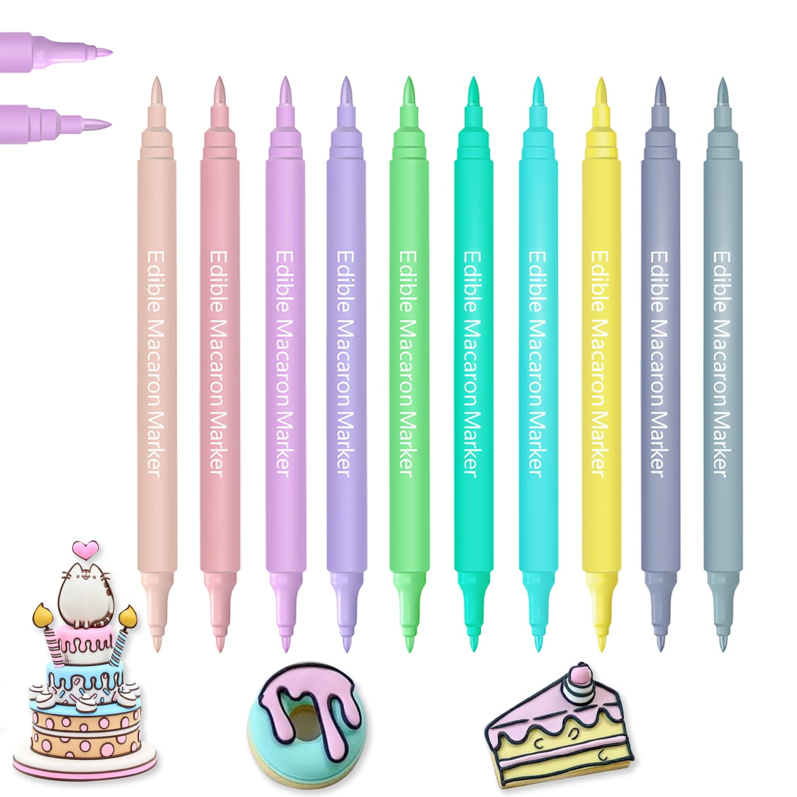 EdibleInk Macaron Food Coloring Pens 10 SMRColor - Dual Tip Edible ...