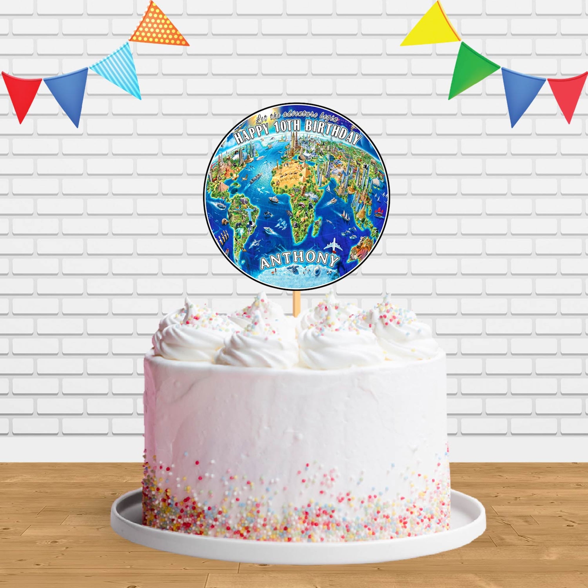 Ediblecaketopper 3d World Map Ct Cake Topper Centerpiece Birthday Party ...