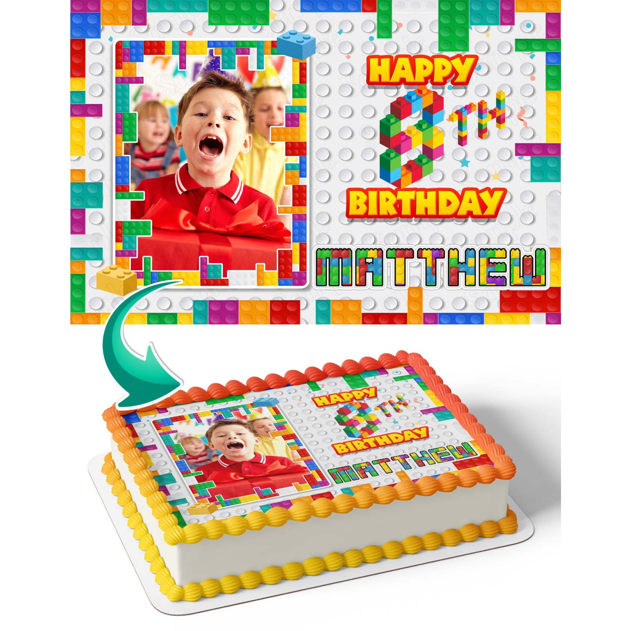 Ediblecaketopper Bricks Legho Blocks Photo Frame Edible Cake Topper ...