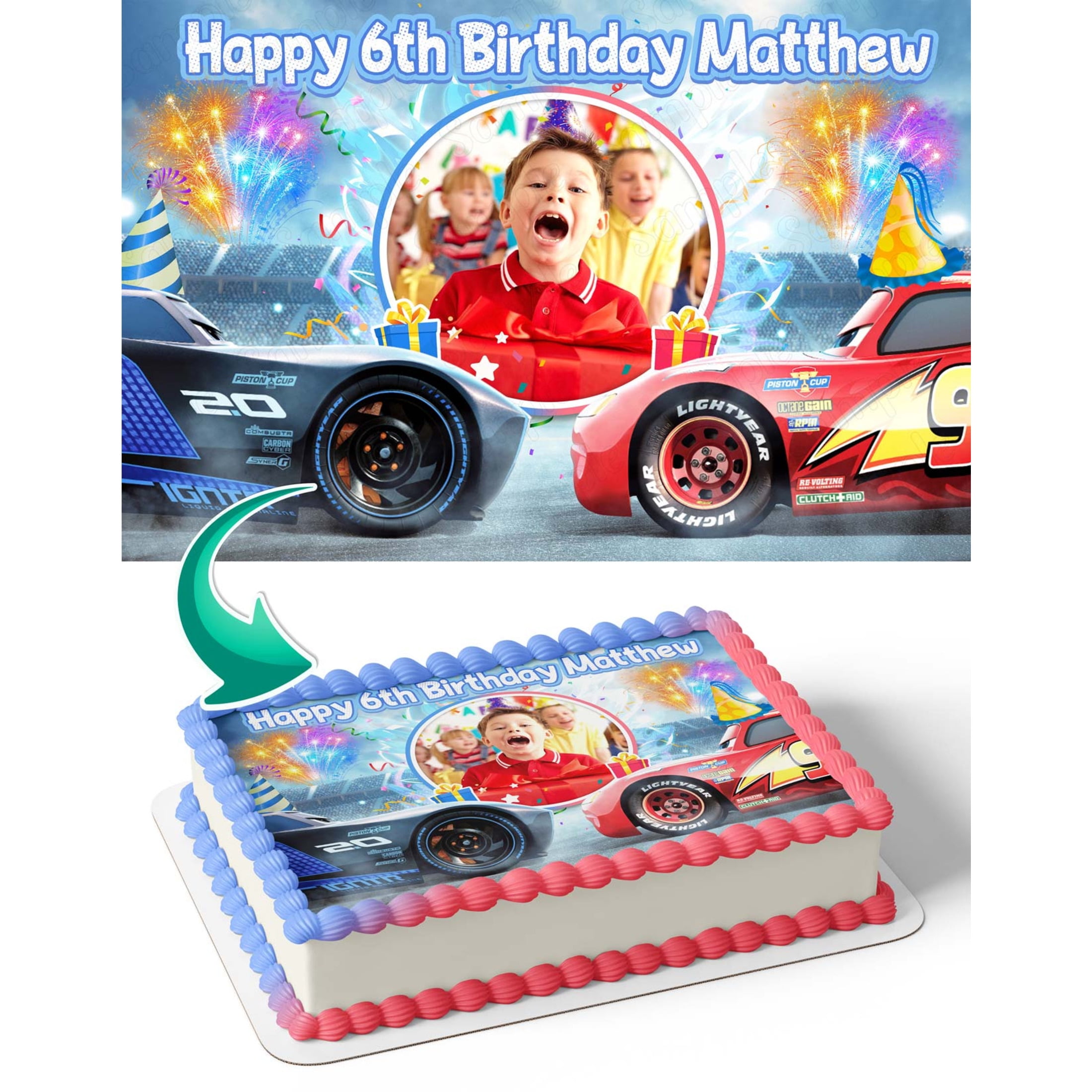 Ediblecaketopper Cars V2 Photo Frame Edible Cake Topper Image - 1/4 ...