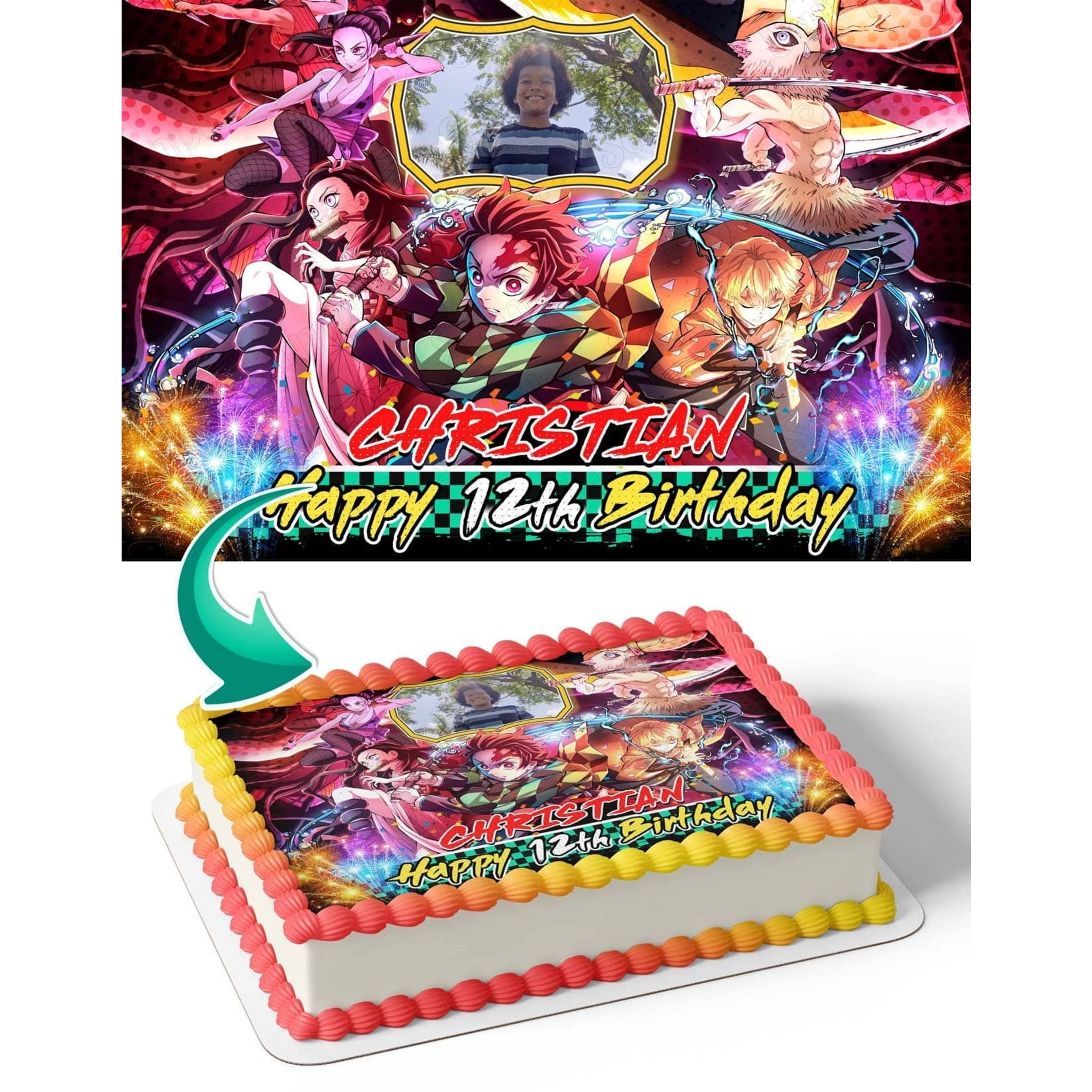 Ediblecaketopper Demon Slay Kimetsu Tanjiro Nezuko Photo Frame Edible ...