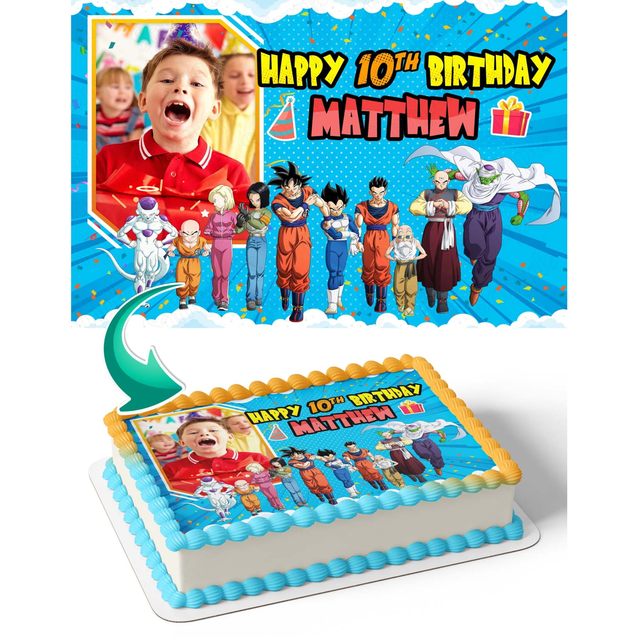 Ediblecaketopper Dragon Saiyan Super Goku Vegeta Photo Frame Edible ...