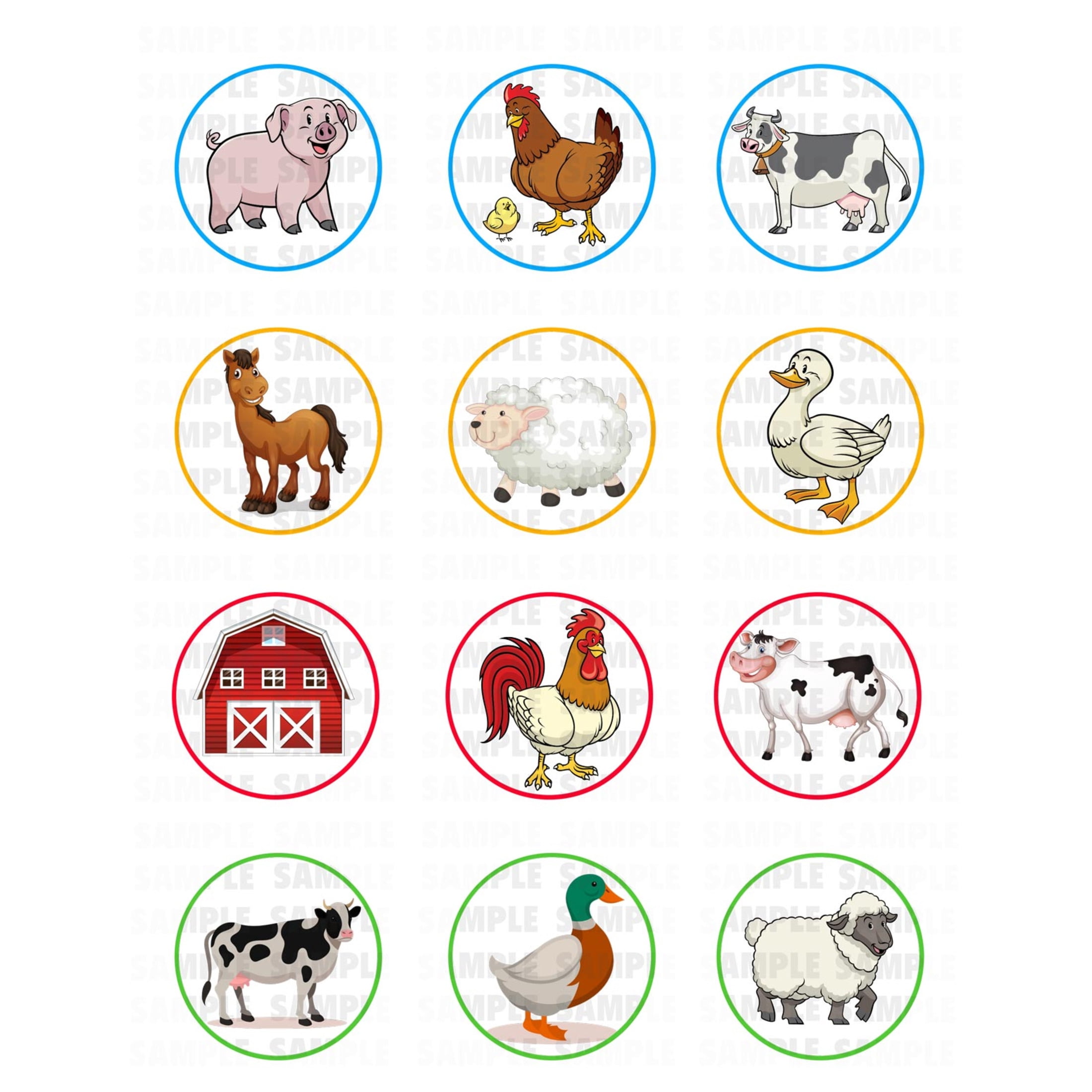 Ediblecaketopper Farm Animals Edible Image Cupcake Cookie Topper - 1.5 ...