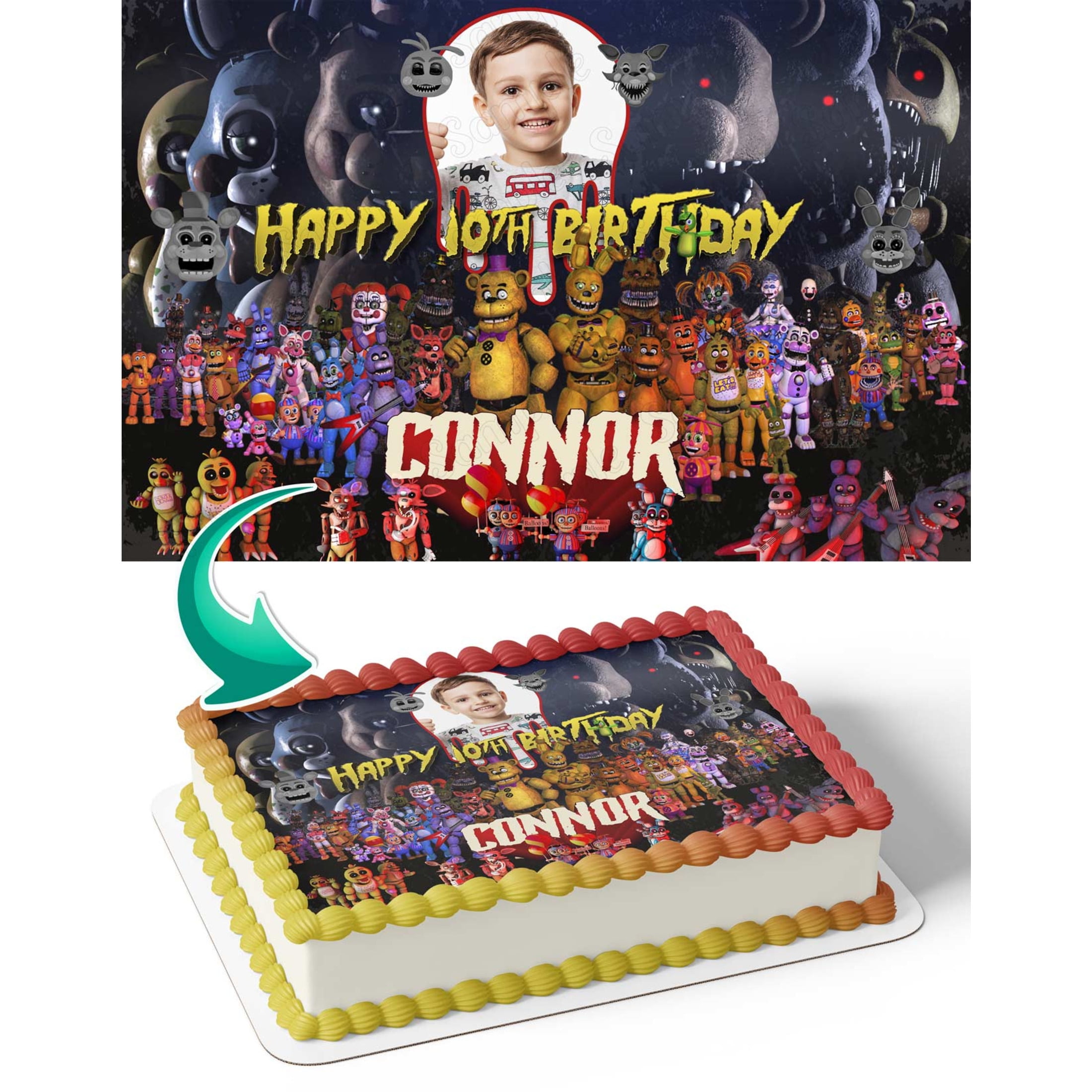 Ediblecaketopper Five Nigth at Freddys Fnfaf Photo Frame Edible Cake ...
