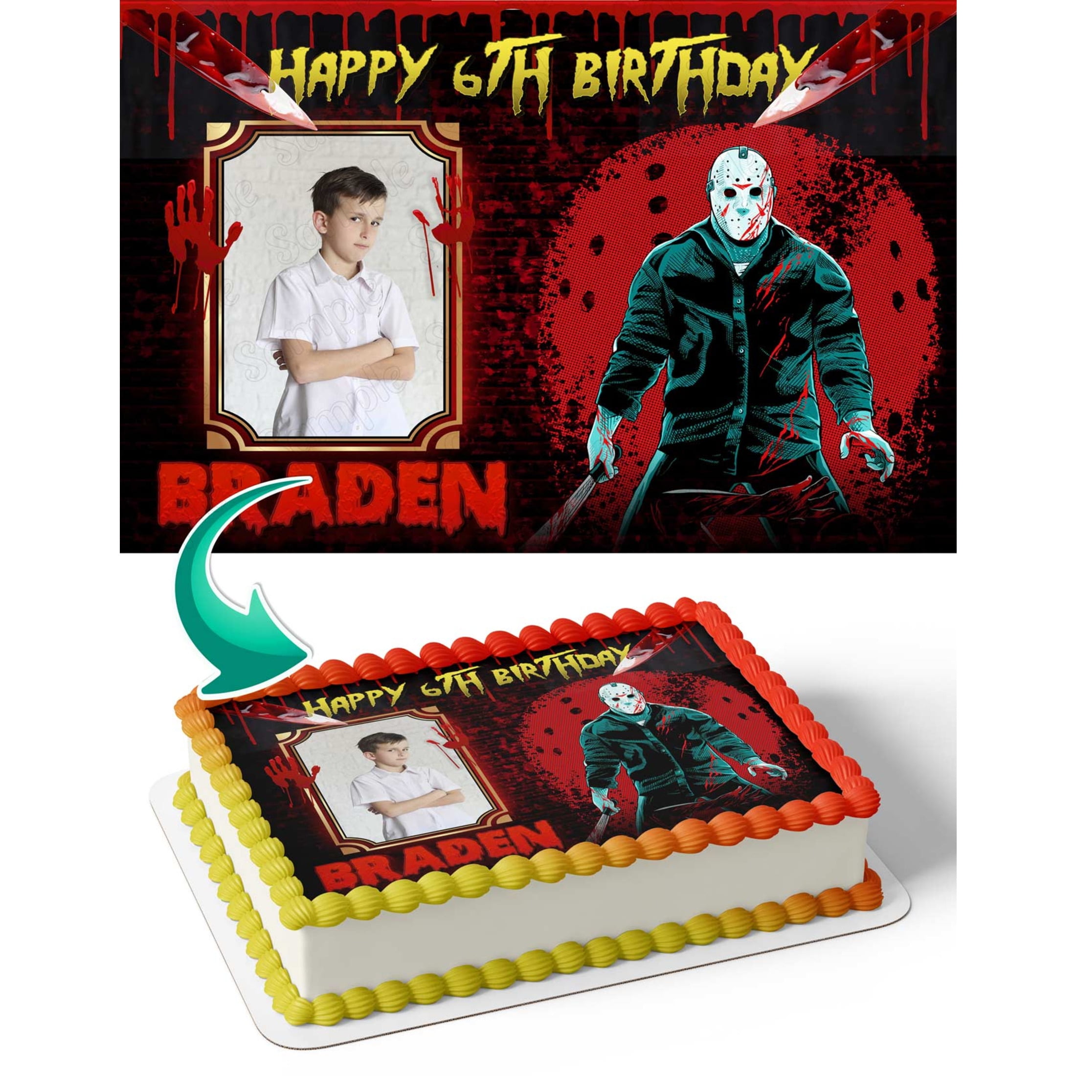 Ediblecaketopper Jason Voorhees Photo Frame Edible Cake Topper Image ...