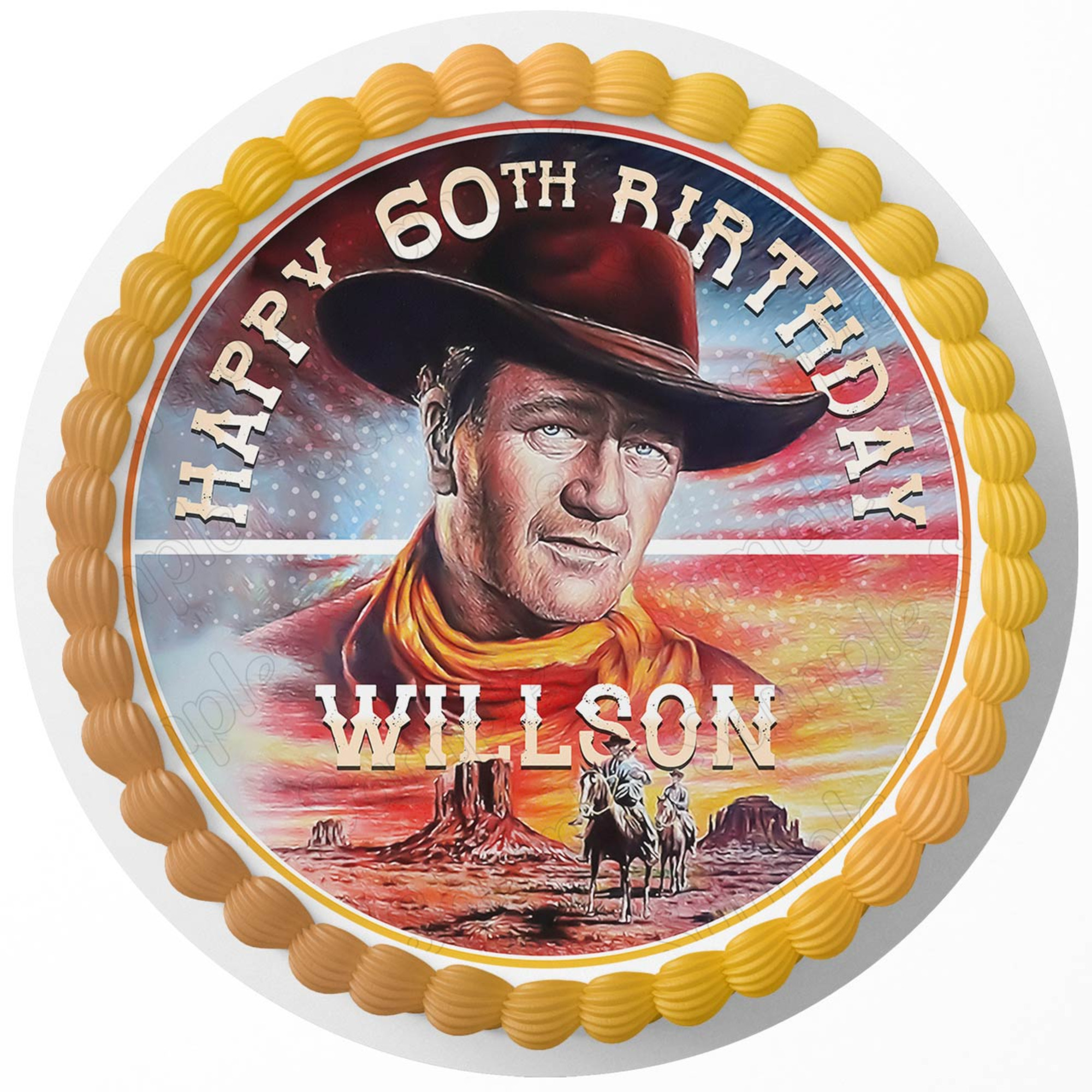 Ediblecaketopper John Wayne Edible Image Cake Topper Personalized ...