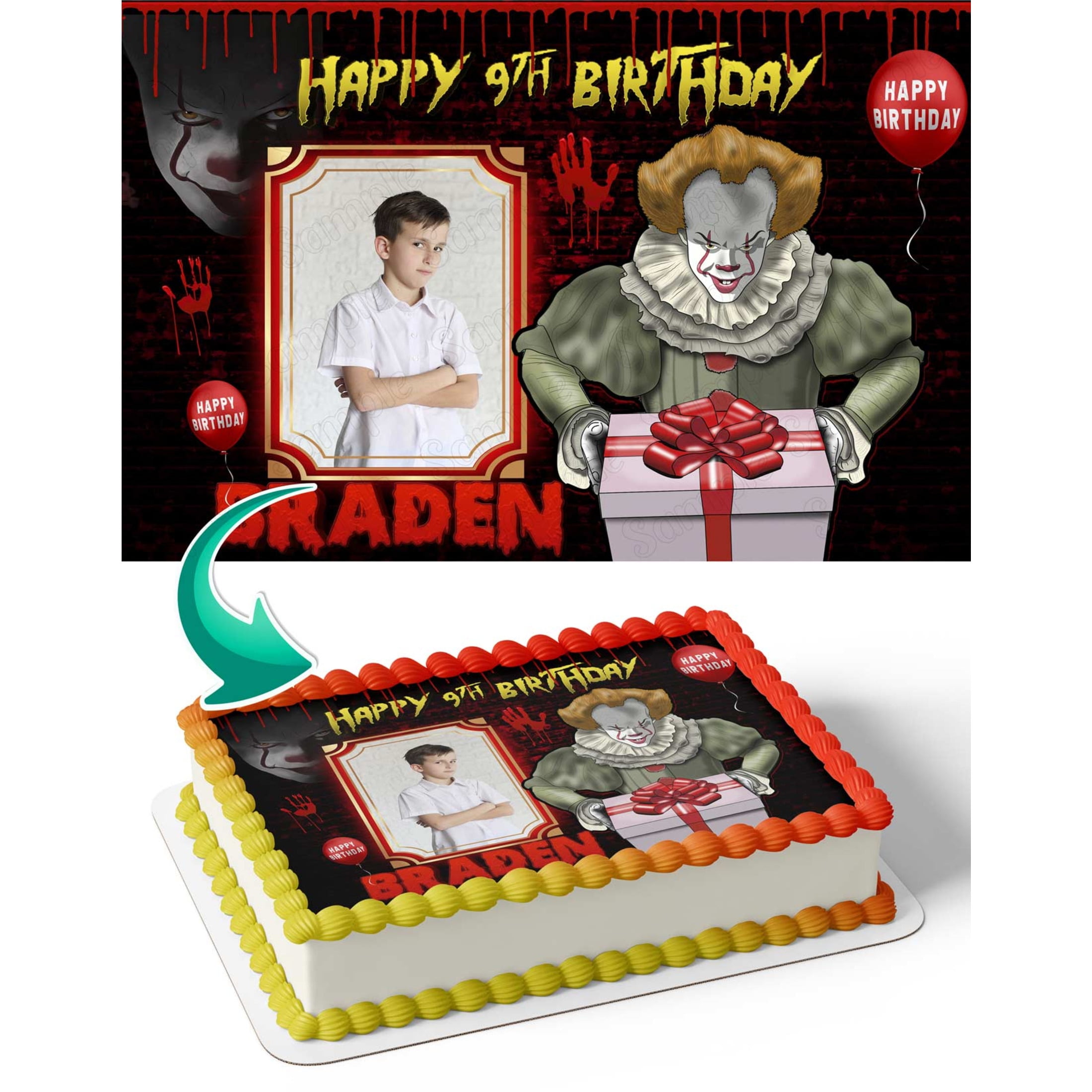 Ediblecaketopper It Movie Pennywise Clown Photo Frame Edible Cake ...