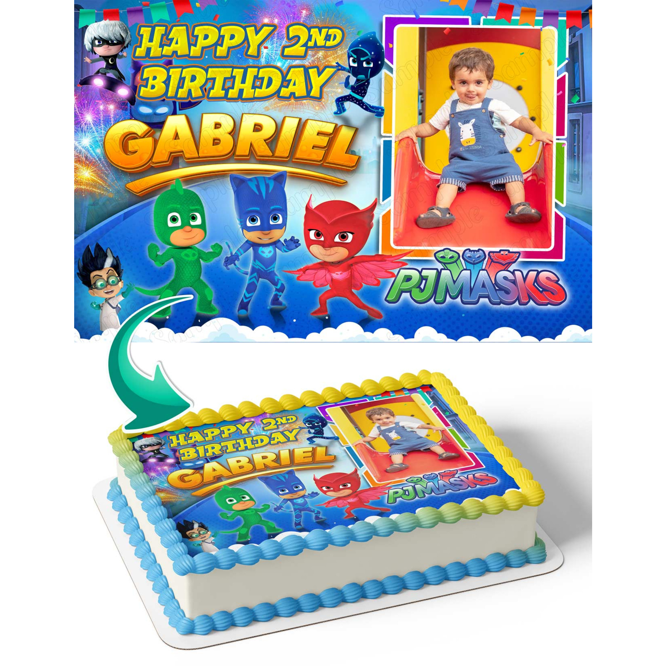Ediblecaketopper Pj Masks Kids Photo Frame Edible Cake Topper Image ...