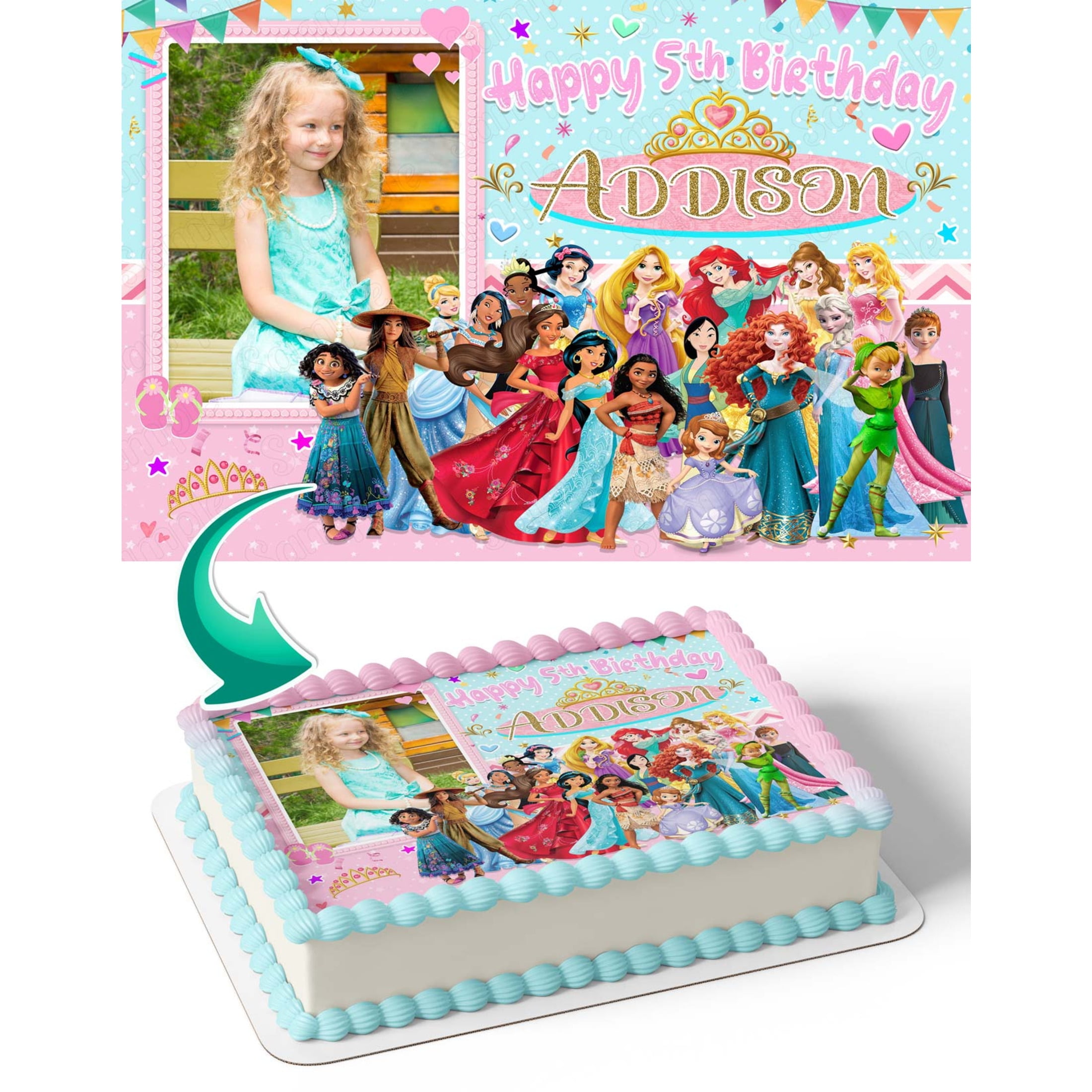 Ediblecaketopper Princess Cute Girls Pink Photo Frame Edible Cake ...